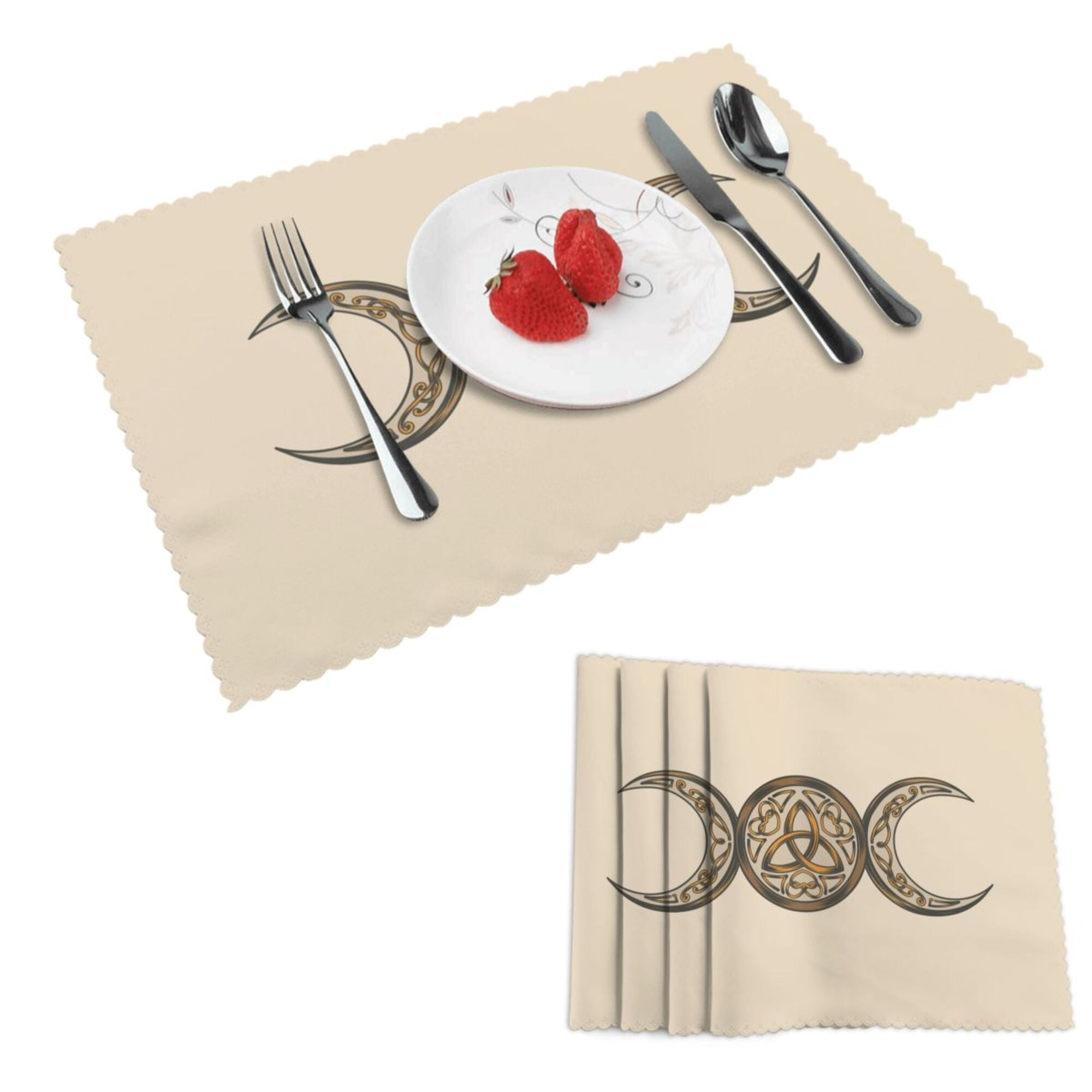 DouZhe Polyester Placemats Set of 4, Triple Moon Goddess Witchcraft ...