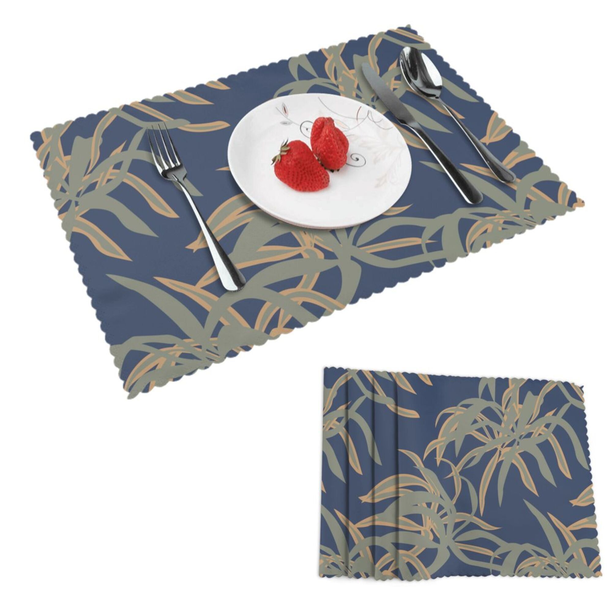 DouZhe Polyester Placemats Set of 4, Tropical Leaf Pattern Heat ...