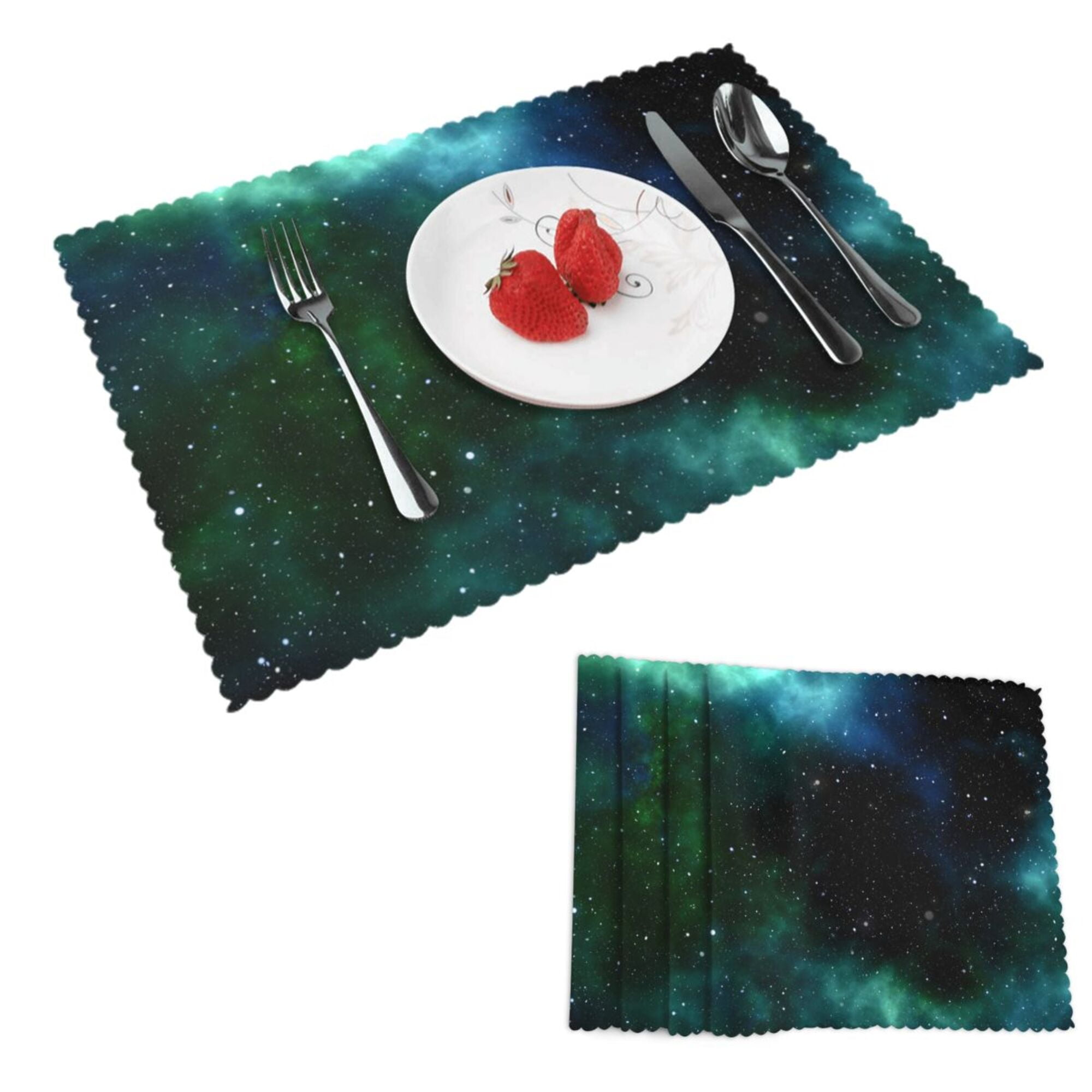 DouZhe Polyester Placemats Set of 4, Universe Stars Sky Space Pattern ...