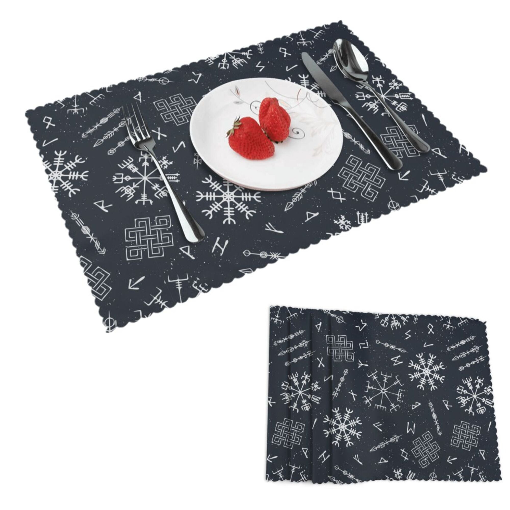 DouZhe Polyester Placemats Set of 4, Viking Runes Occult Symbols ...