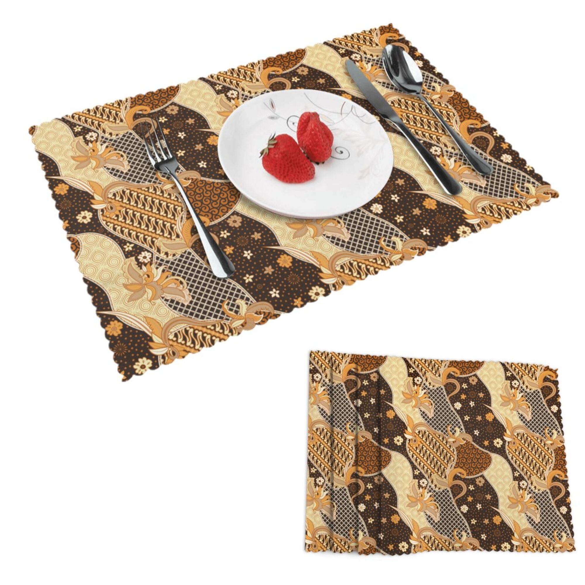 DouZhe Polyester Placemats Set of 4, Vintage Indonesian Traditional ...