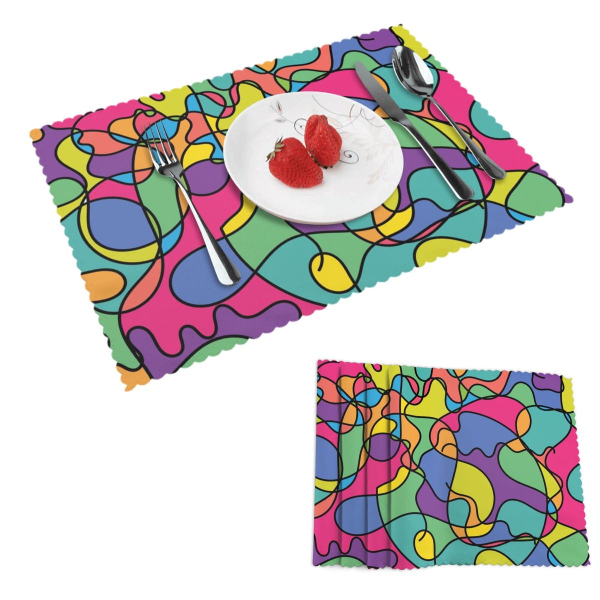 DouZhe Polyester Placemats Set of 4, Waves Particles Atom Physics ...