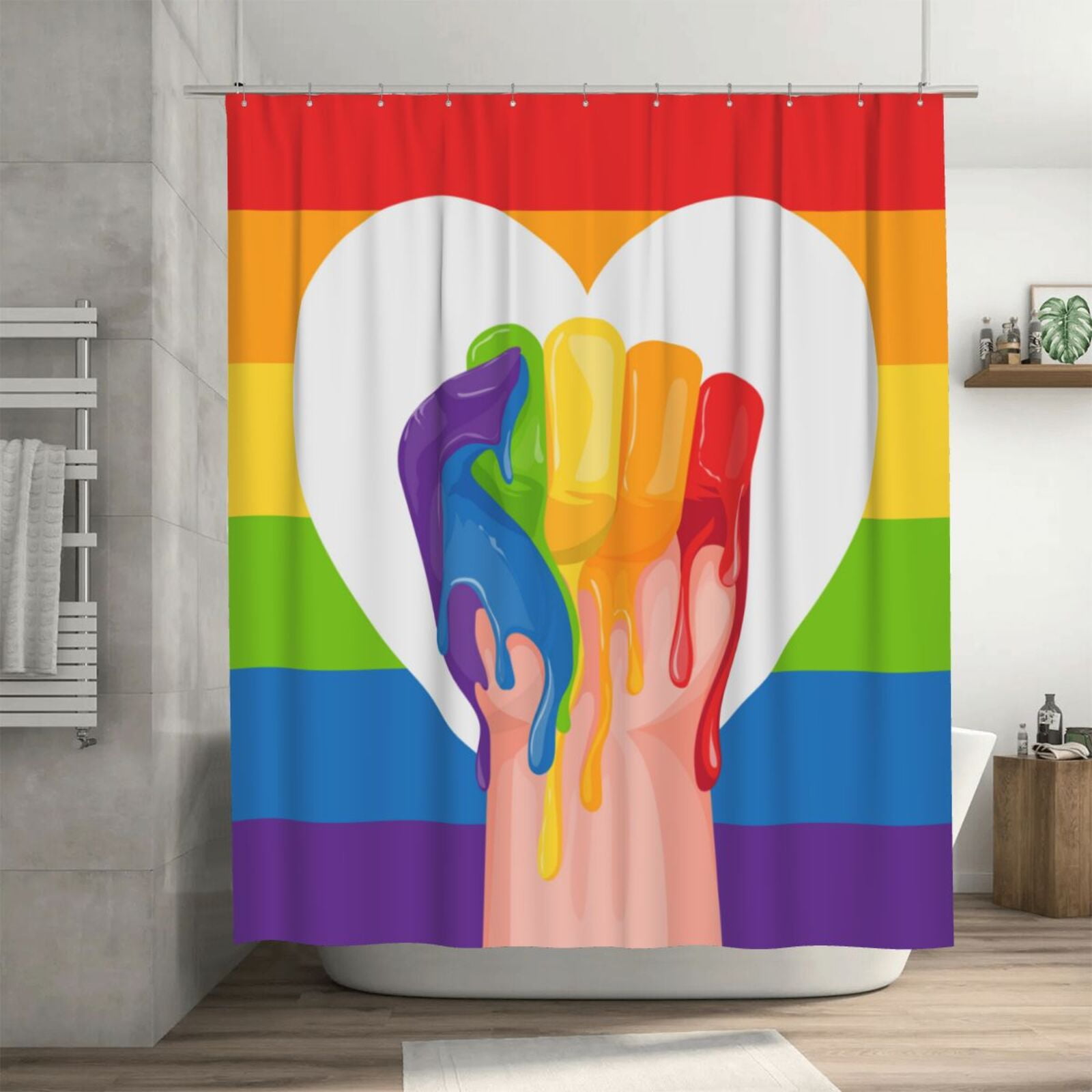 DouZhe Pride Day Lgtb Peace Love Pattern Shower Curtain, Waterproof ...