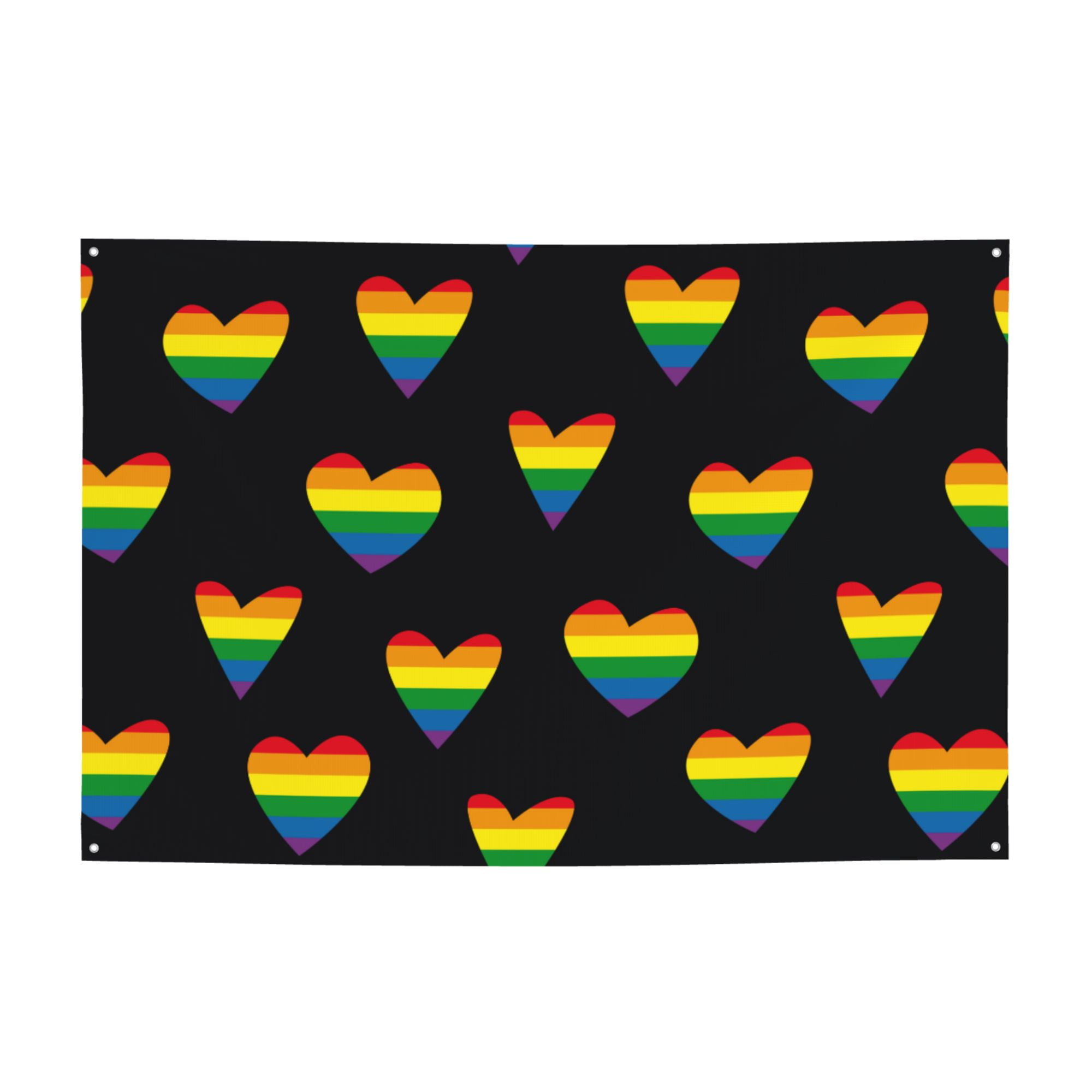 DouZhe Rainbow Hearts Lgbt Pride Sign Banner, Hanging Banners Backdrop ...