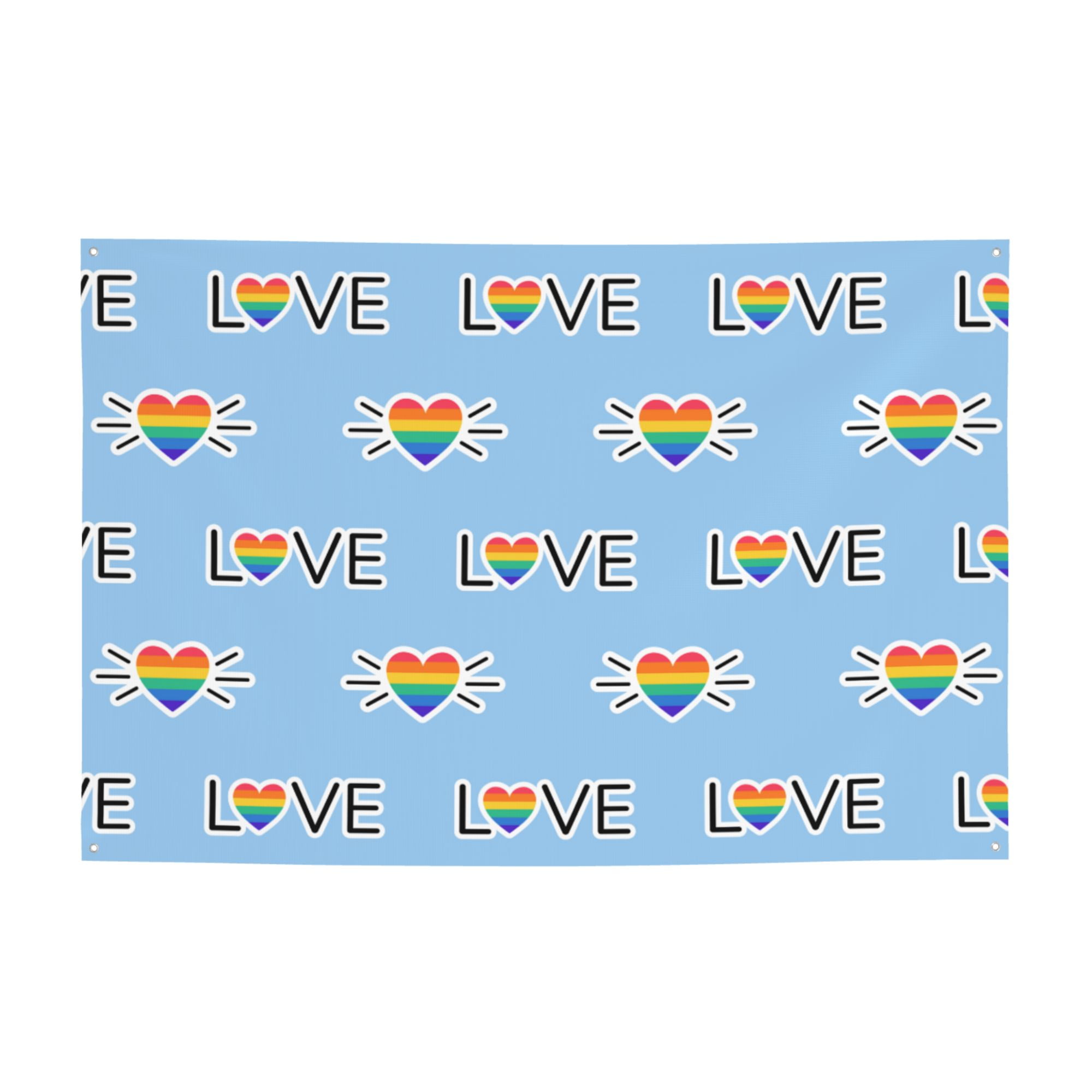 DouZhe Rainbow LGBT Heart and Love Sign Banner, Hanging Banners ...