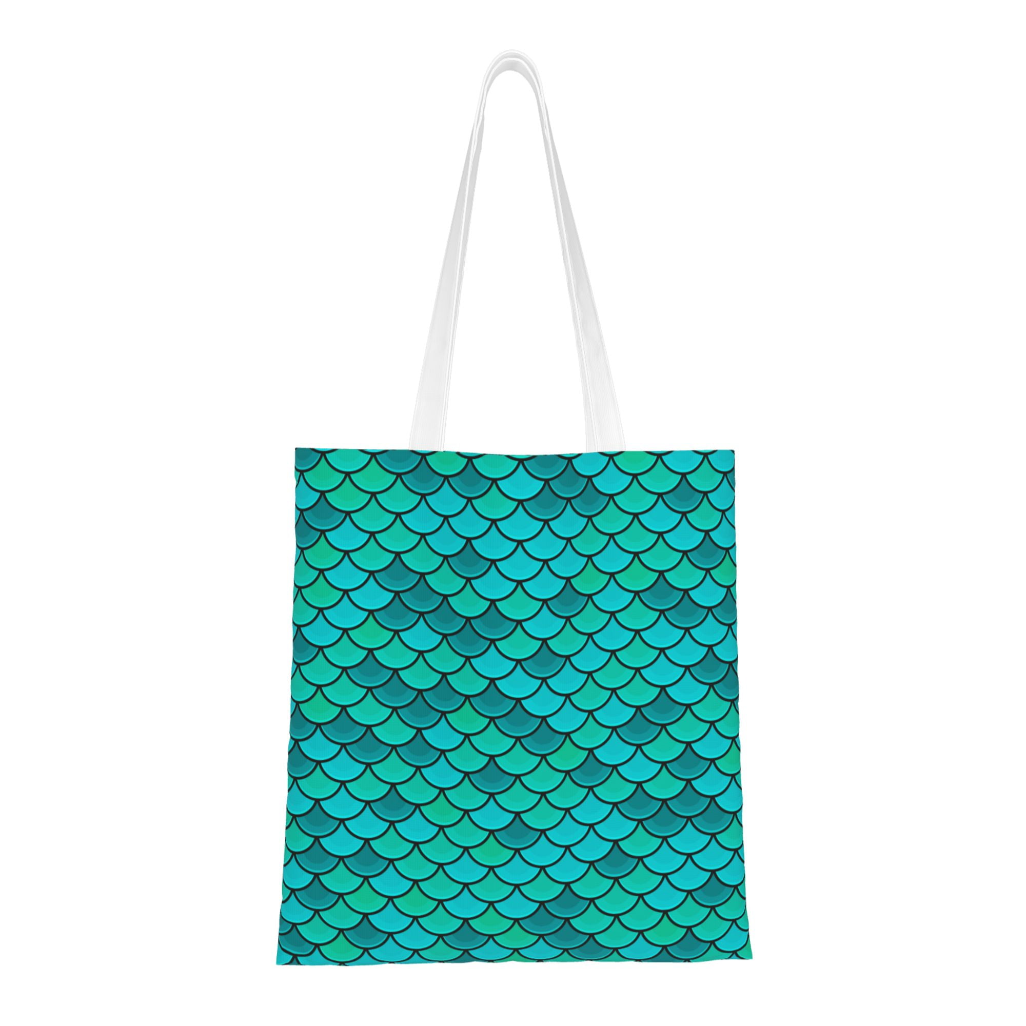 DouZhe Reusable Grocery Bags, Cartoon Blue Fish Scales Lightweight ...