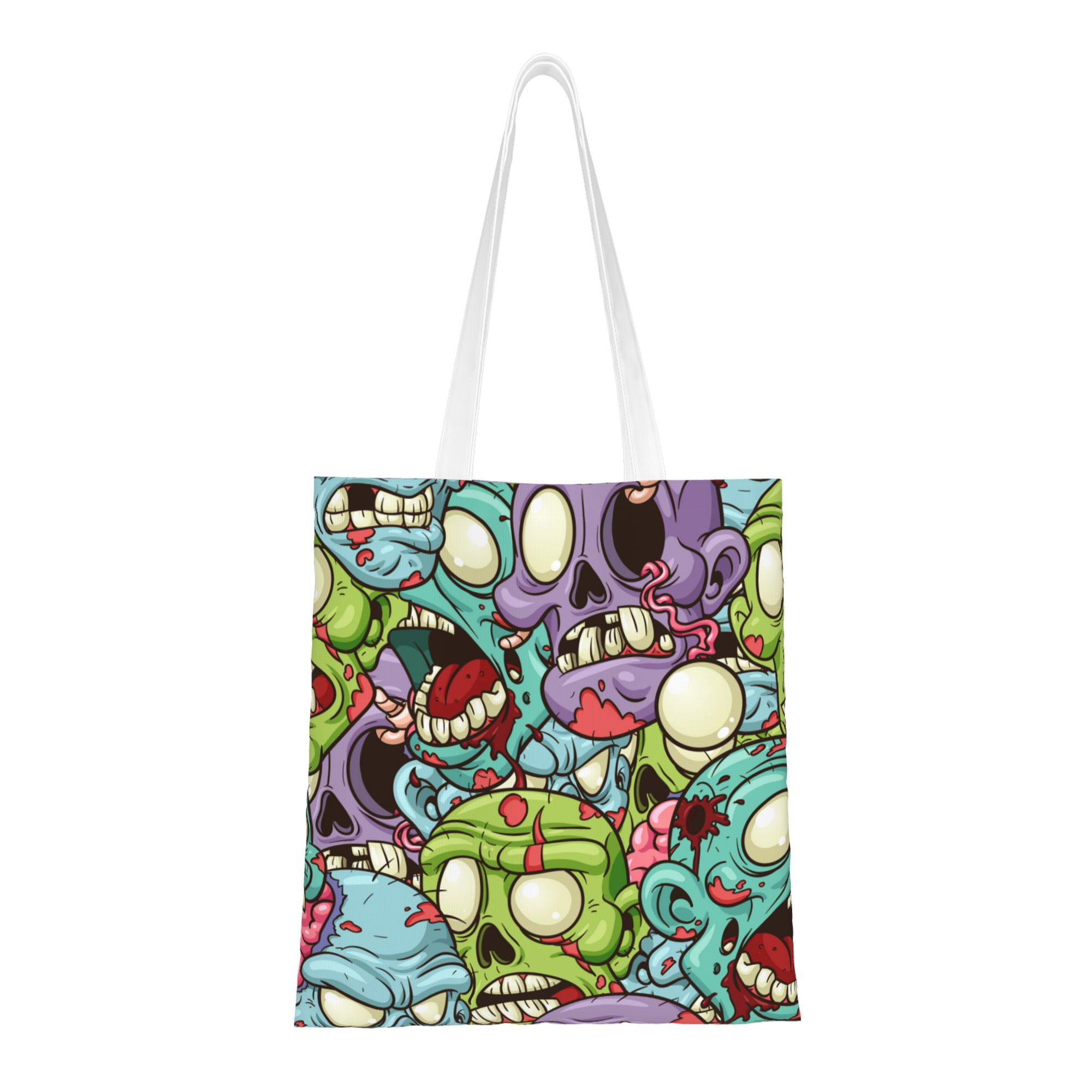 DouZhe Reusable Grocery Bags, Colorful Yelling Zombie Lightweight ...