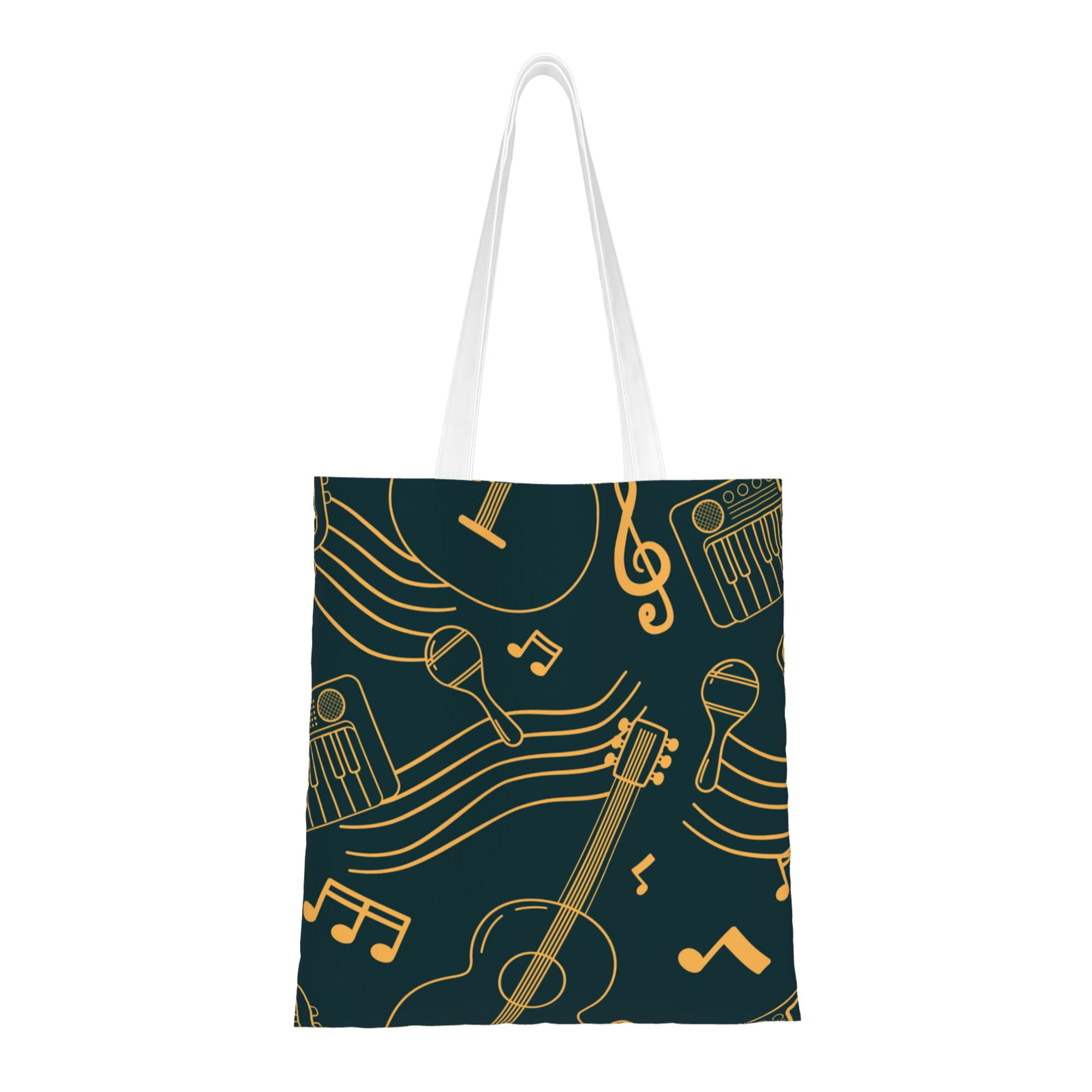 DouZhe Reusable Grocery Bags, Musical Instruments Notes Line ...