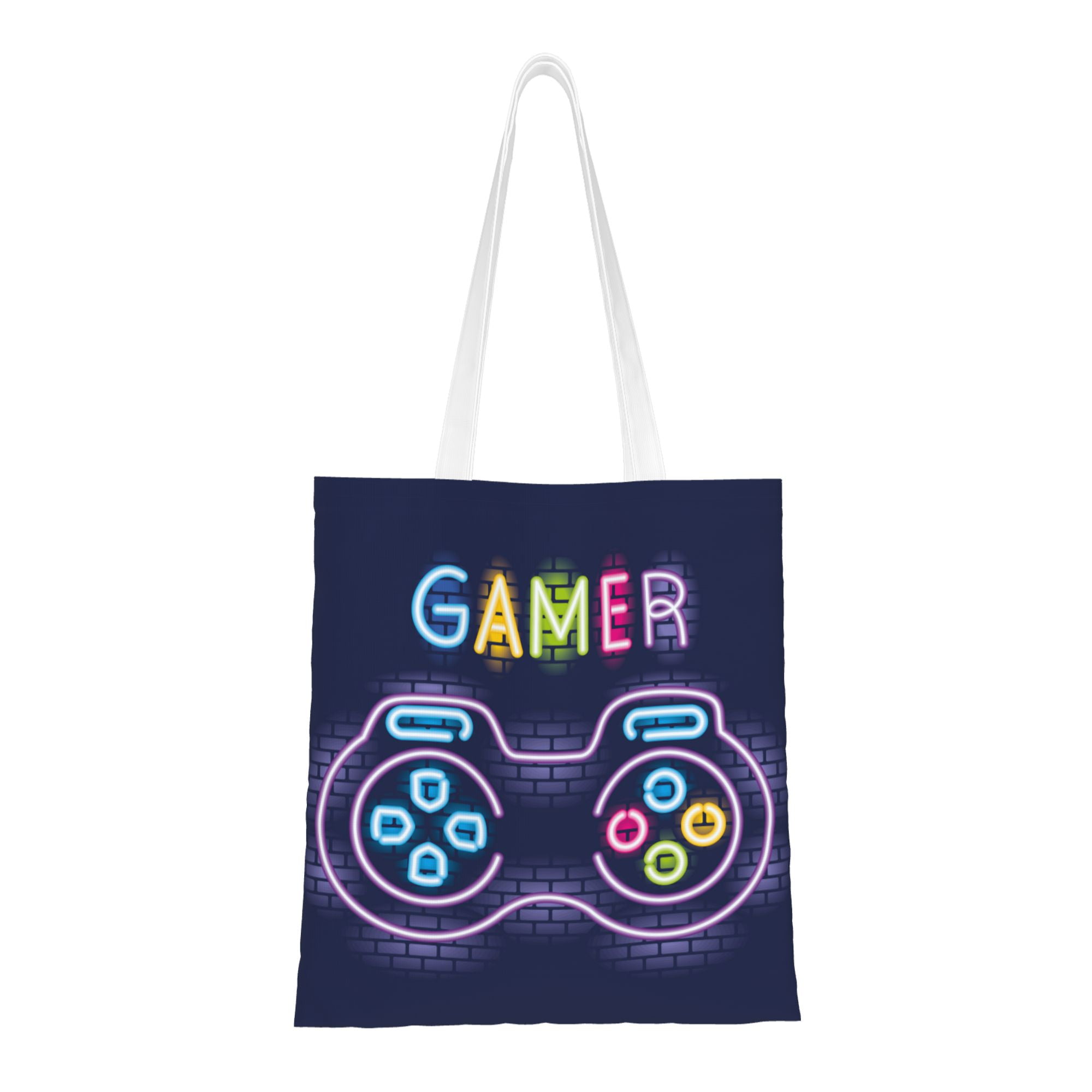 DouZhe Reusable Grocery Bags, Neon Gamepad Gamer Sign Lightweight ...