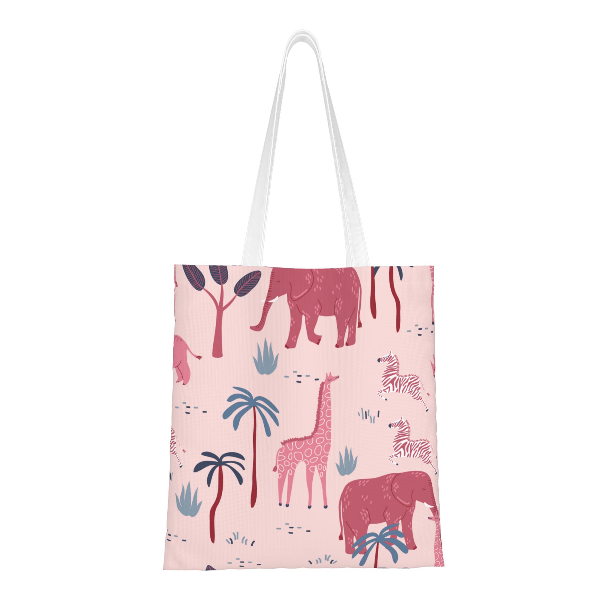 DouZhe Reusable Grocery Bags, Pink Zebra Giraffe Animals Lightweight ...