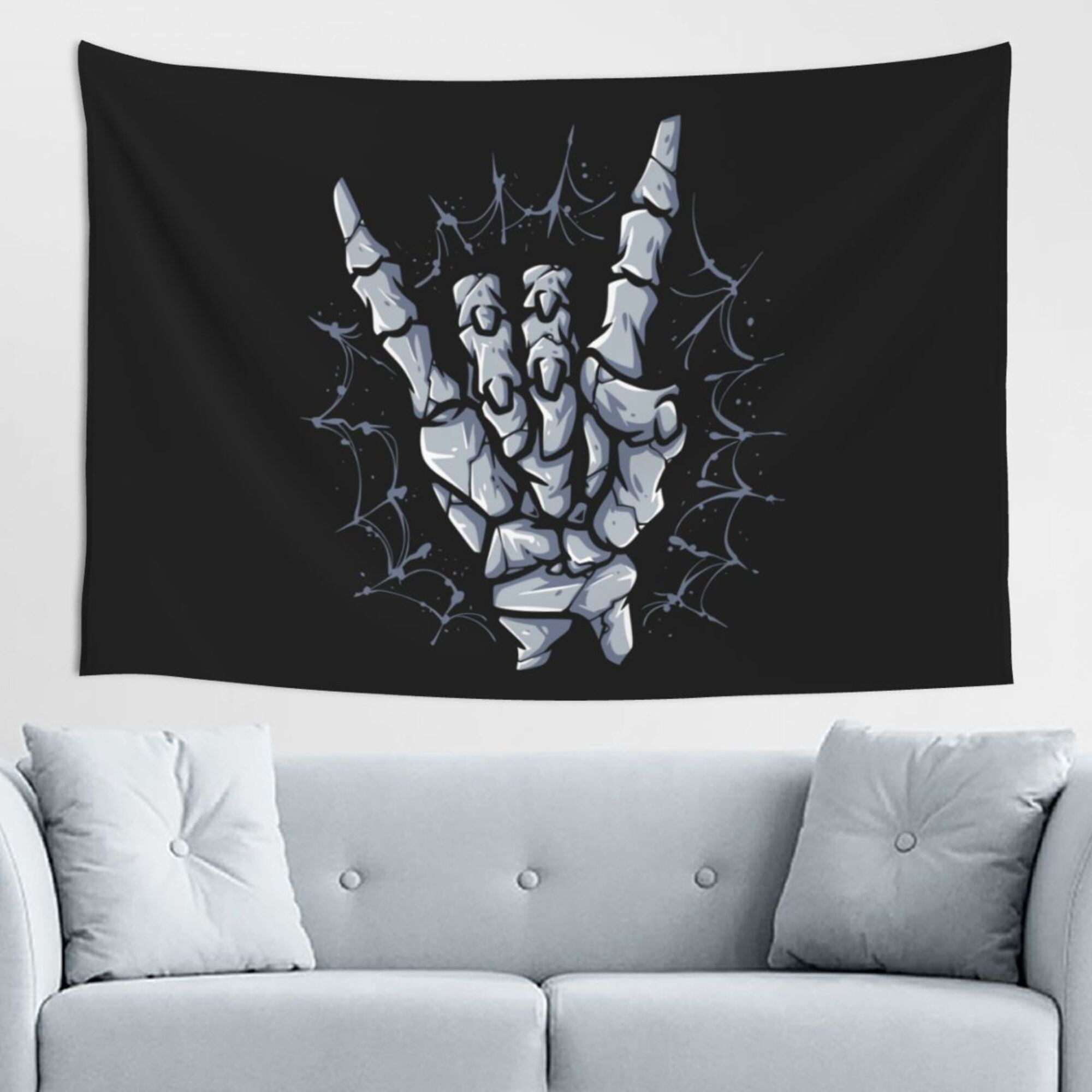 DouZhe Rock Skeleton Hand Gesture Tapestry Wall Hanging Tapestries Dorm ...