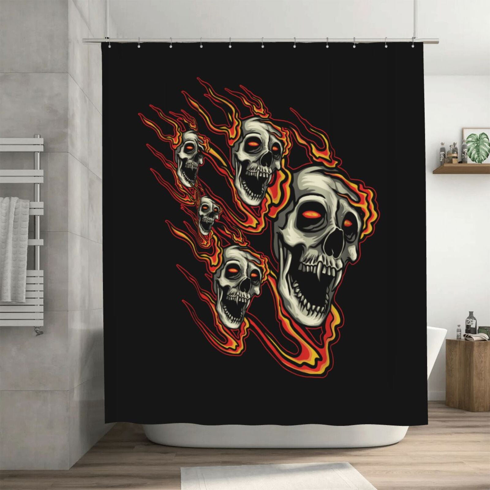 DouZhe Street Style Skulls with Fire Flames Pattern Shower Curtain ...