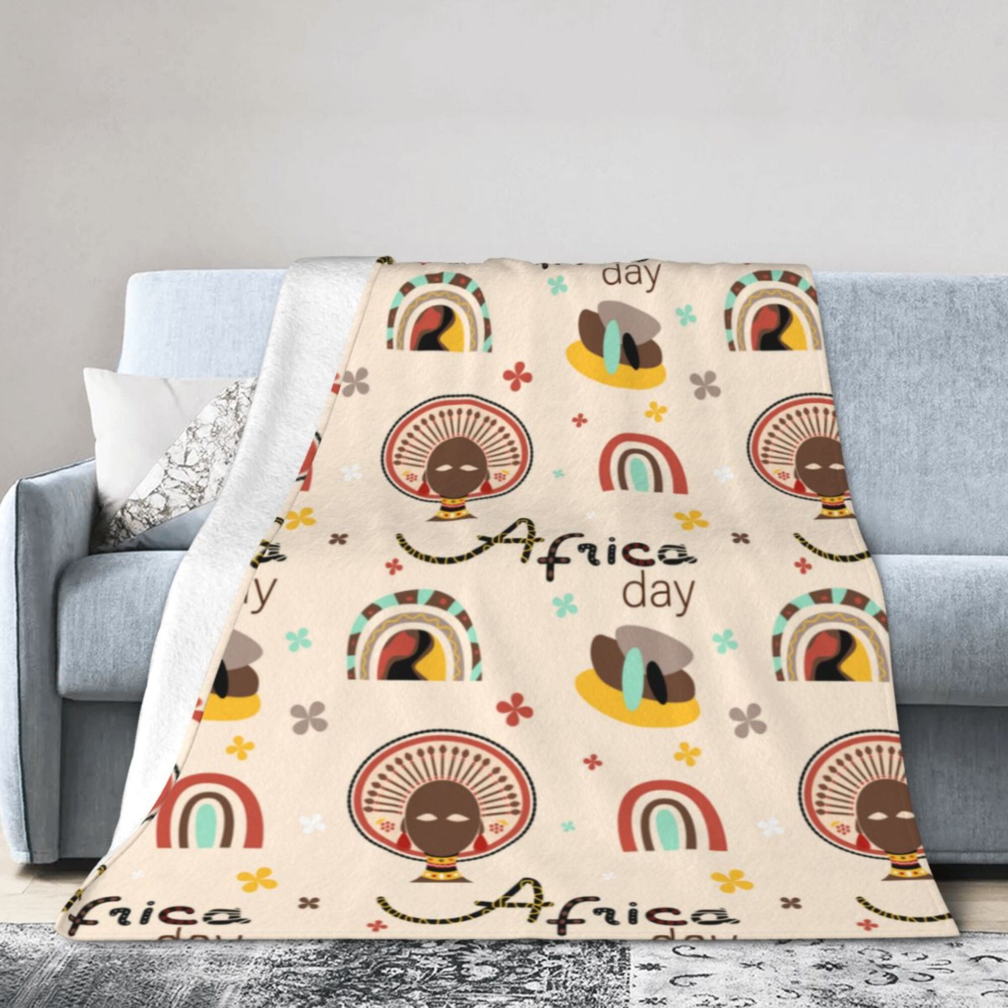 DouZhe Ultra-Soft Micro Fleece Lightweight Flannel Bed Blanket, African Traditional Tribal ...