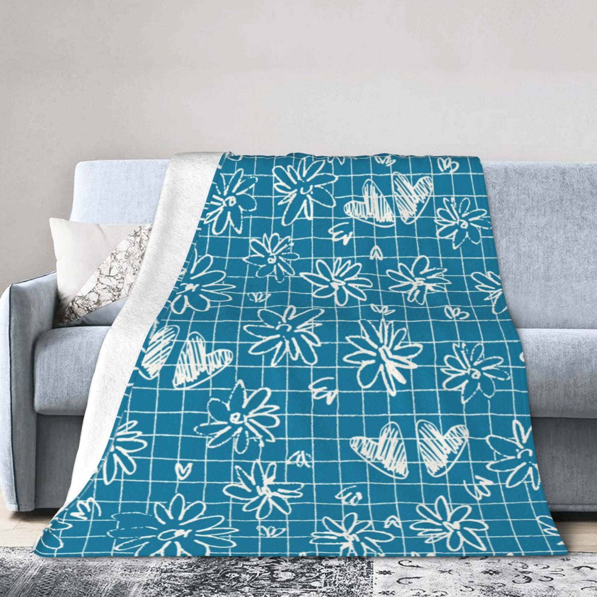 DouZhe Ultra-Soft Micro Fleece Lightweight Flannel Bed Blanket, Blue ...