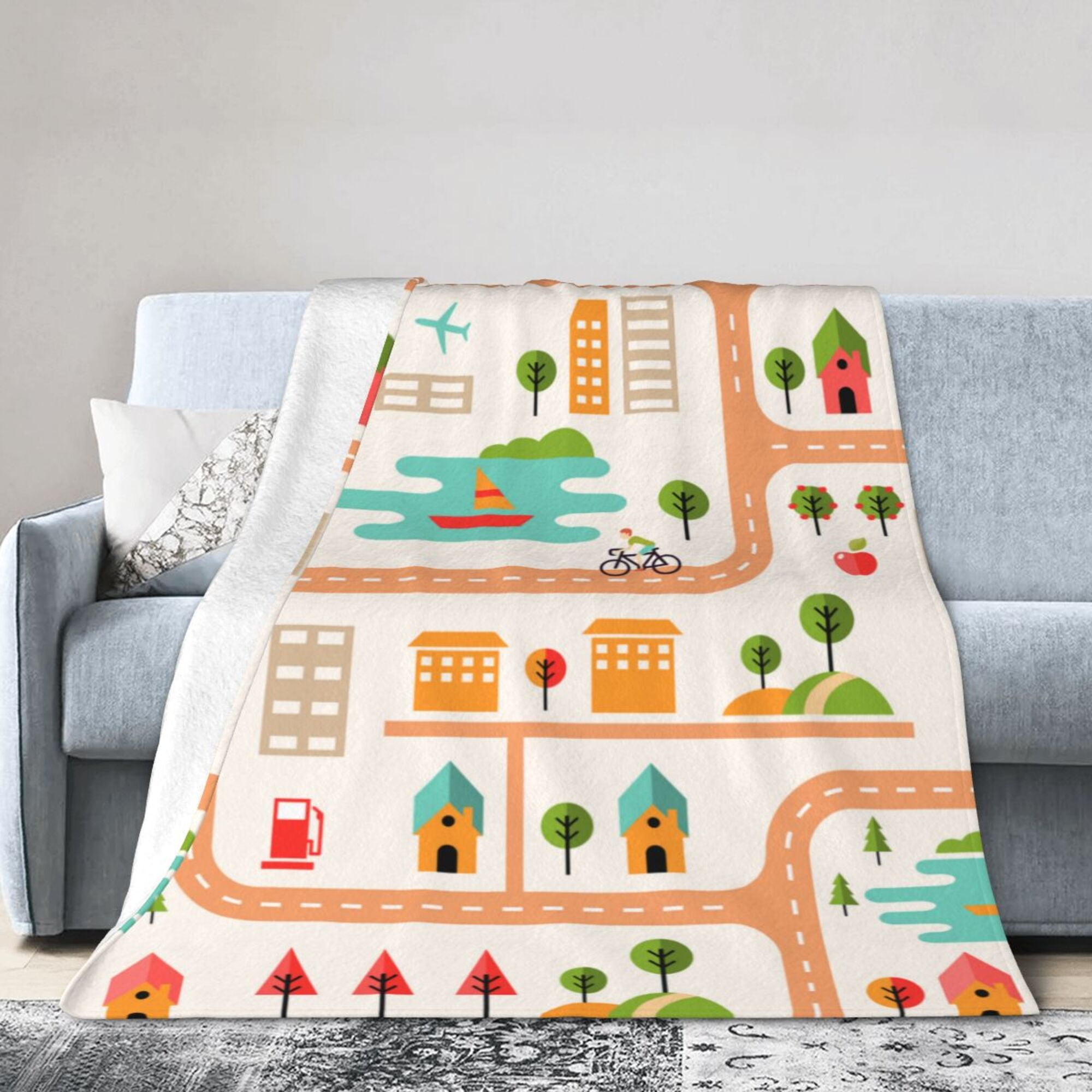 DouZhe Ultra-Soft Micro Fleece Lightweight Flannel Bed Blanket, Cartoon ...