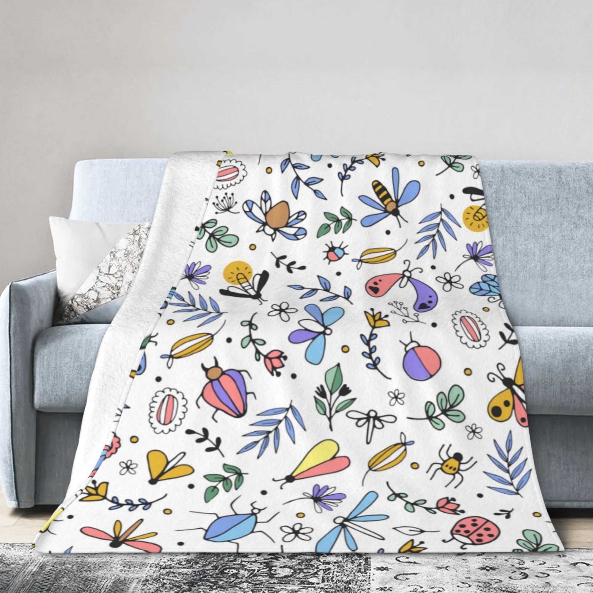 DouZhe Ultra-Soft Micro Fleece Lightweight Flannel Bed Blanket, Cute ...