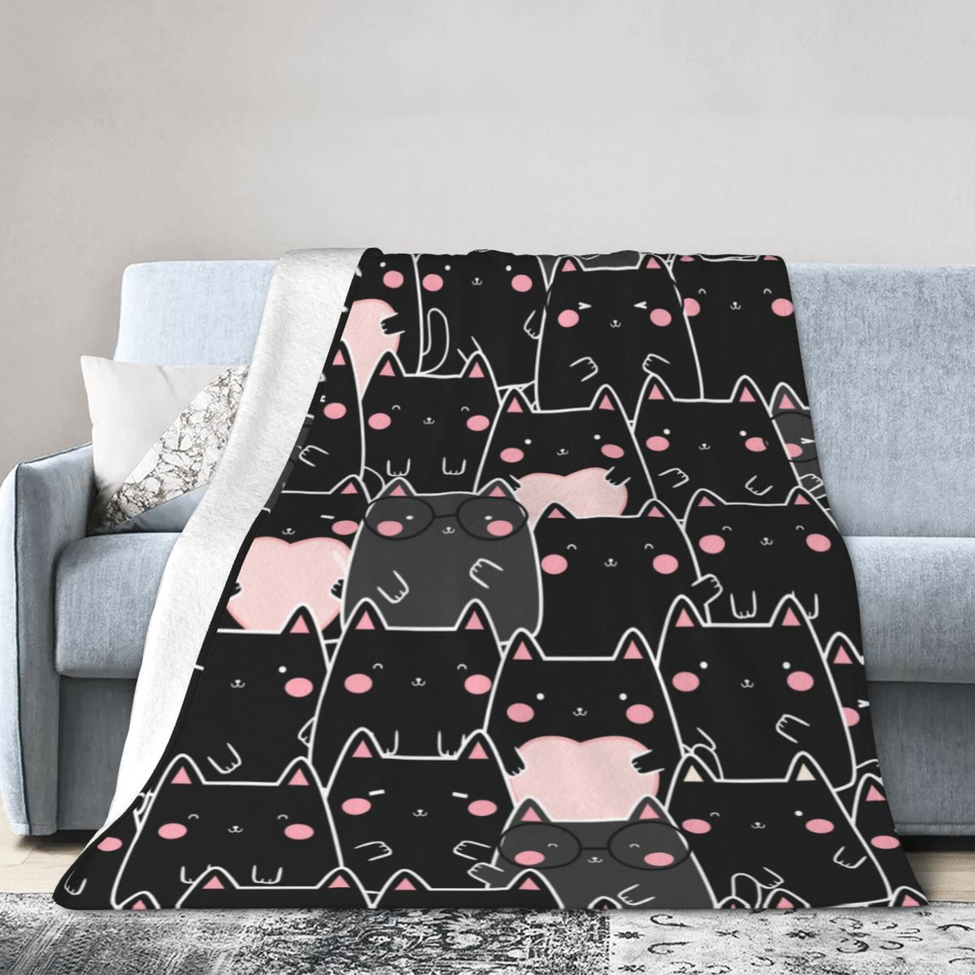 DouZhe Ultra-Soft Micro Fleece Lightweight Flannel Bed Blanket, Kawai ...