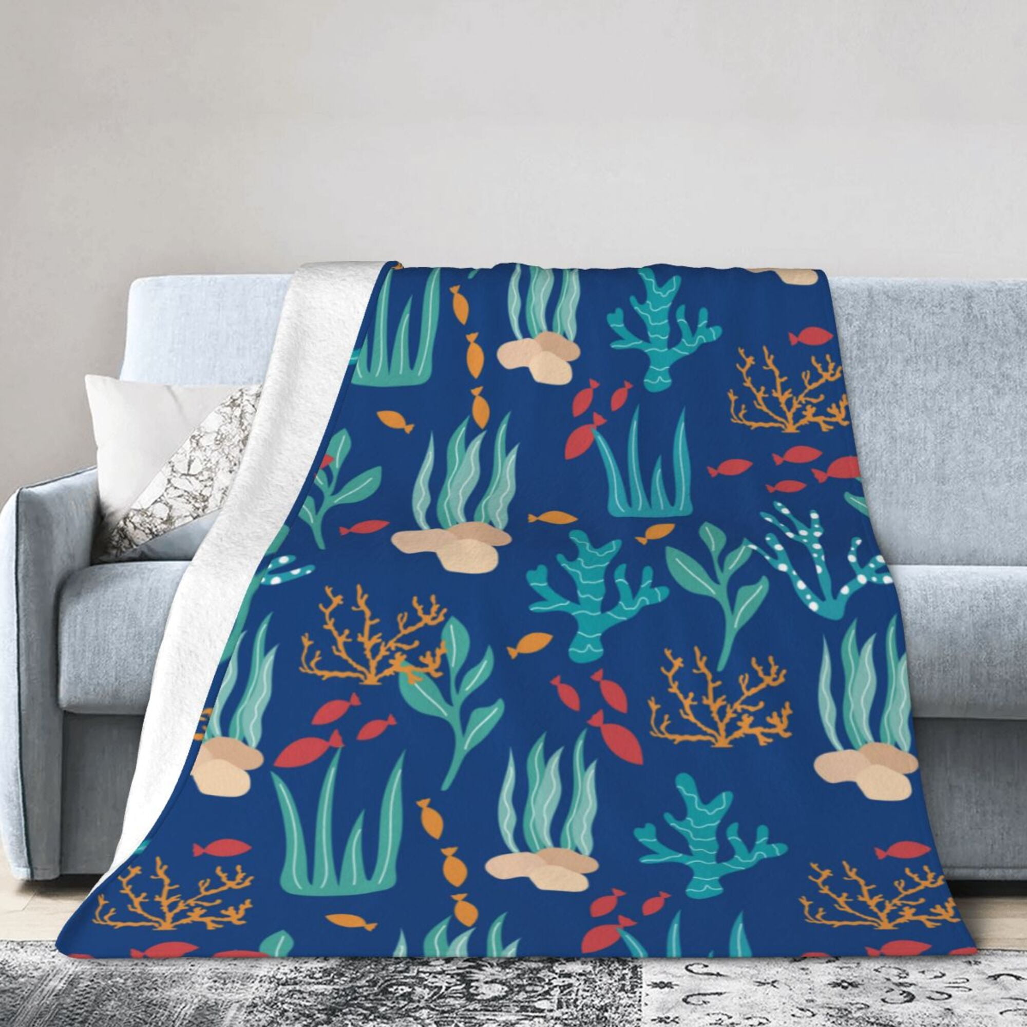 DouZhe Ultra-Soft Micro Fleece Lightweight Flannel Bed Blanket, Marine ...