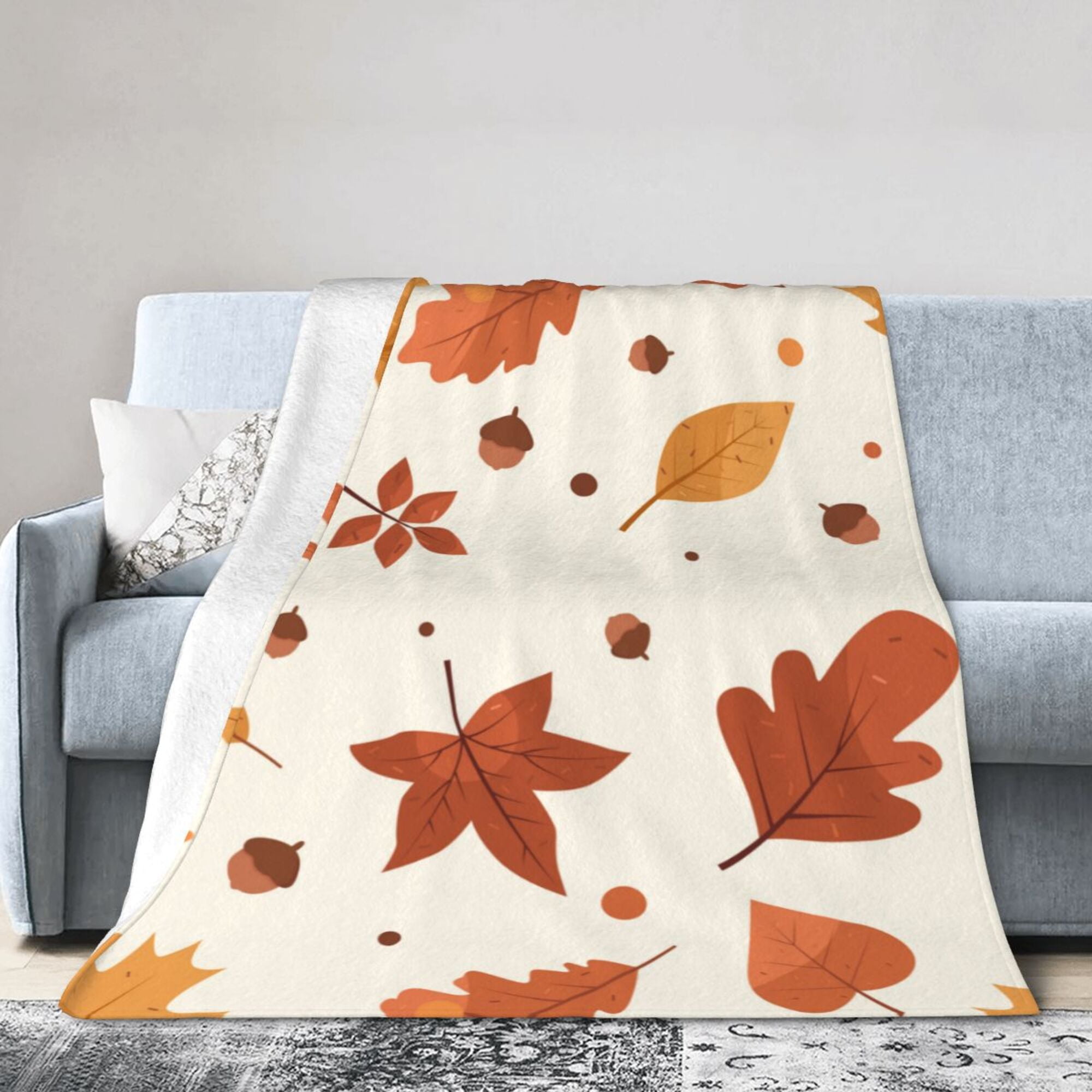 DouZhe Ultra-Soft Micro Fleece Lightweight Flannel Bed Blanket, Orange ...