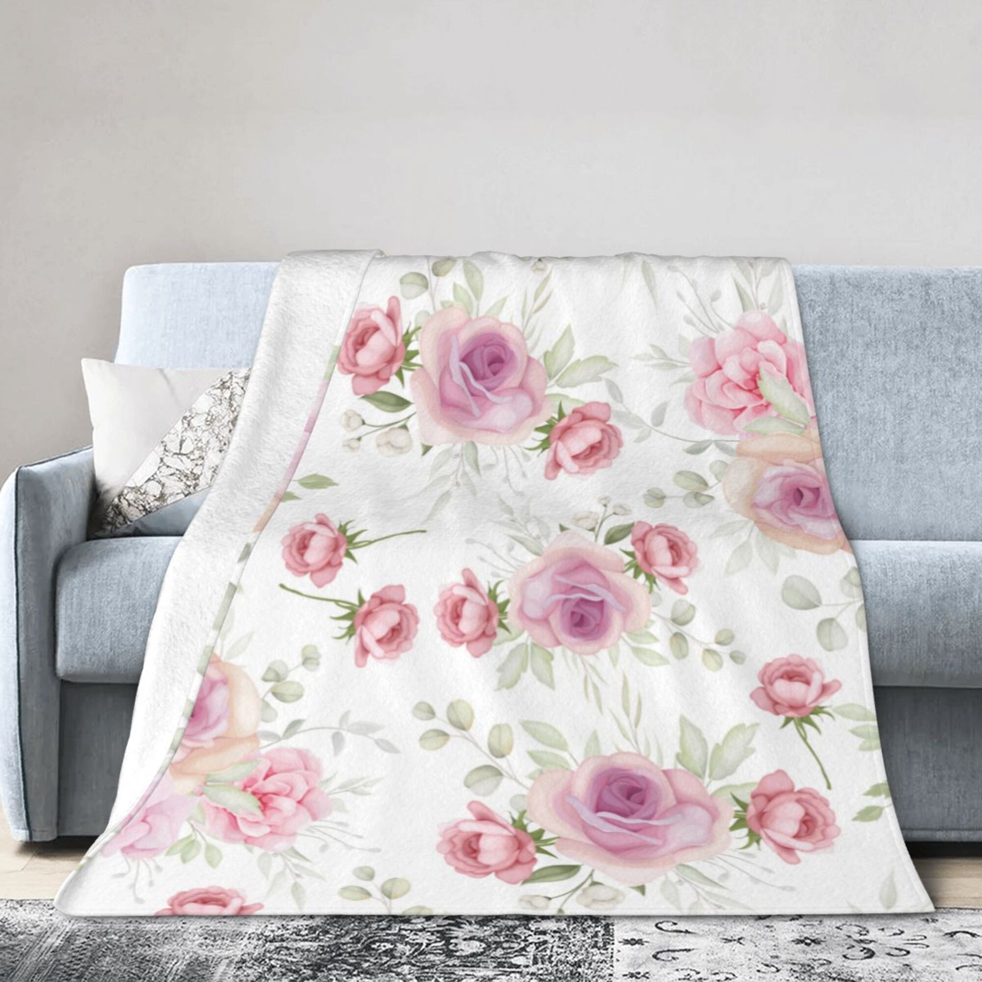 DouZhe Ultra-Soft Micro Fleece Lightweight Flannel Bed Blanket, Pastel ...