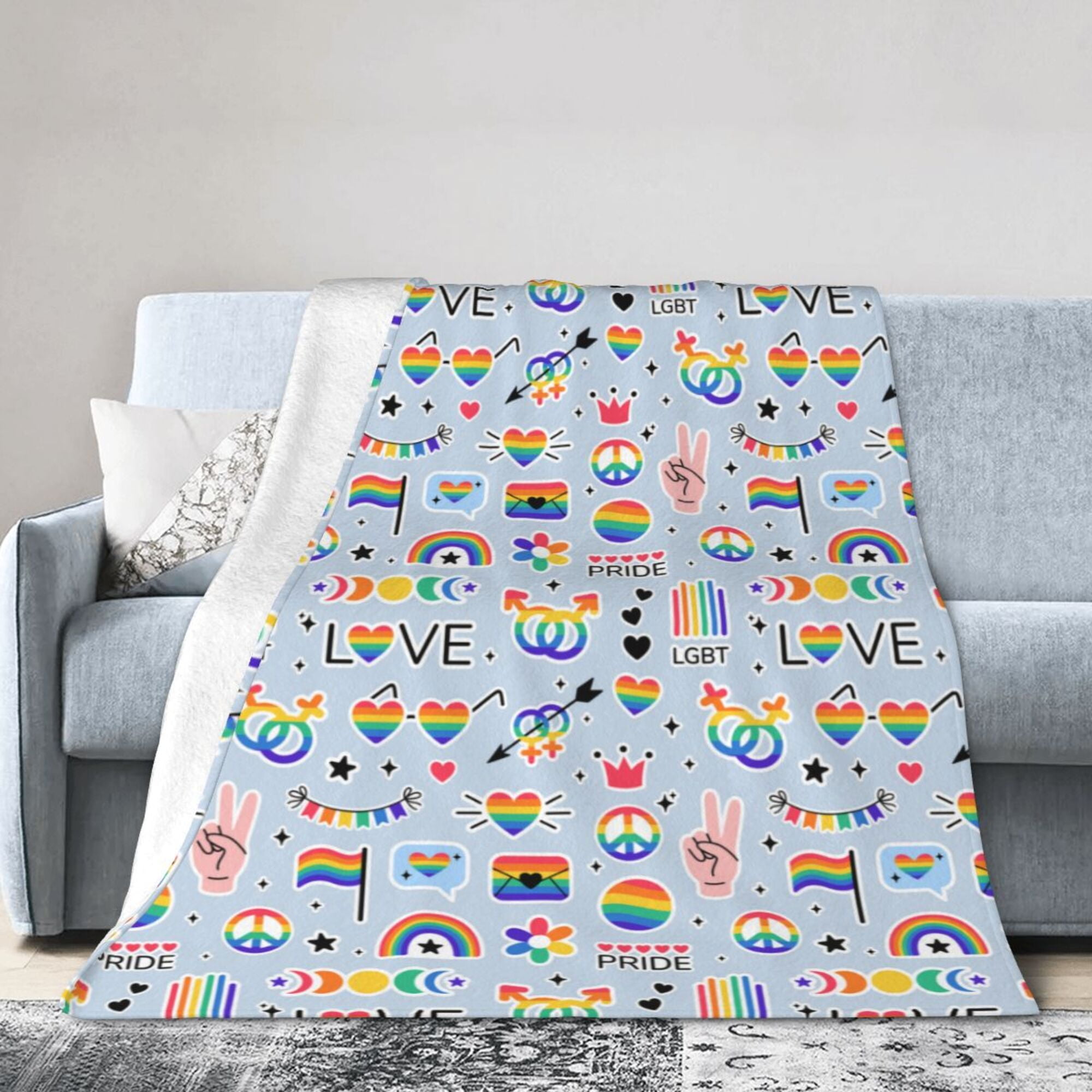 DouZhe Ultra-Soft Micro Fleece Lightweight Flannel Bed Blanket, Rainbow ...