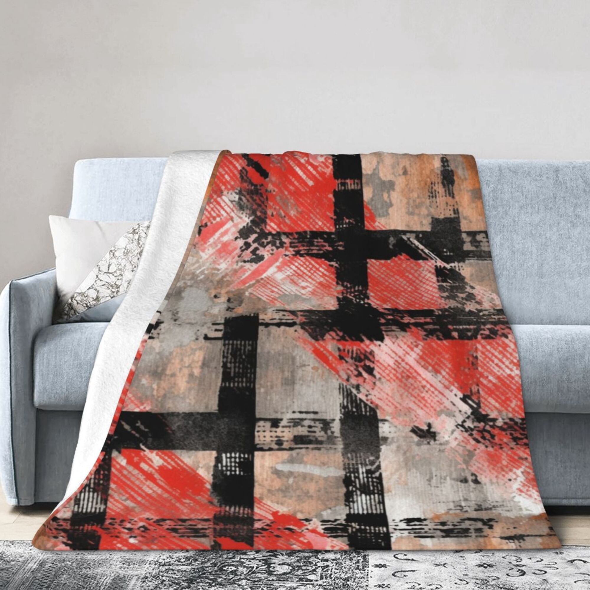 DouZhe Ultra-Soft Micro Fleece Lightweight Flannel Bed Blanket, Red and ...