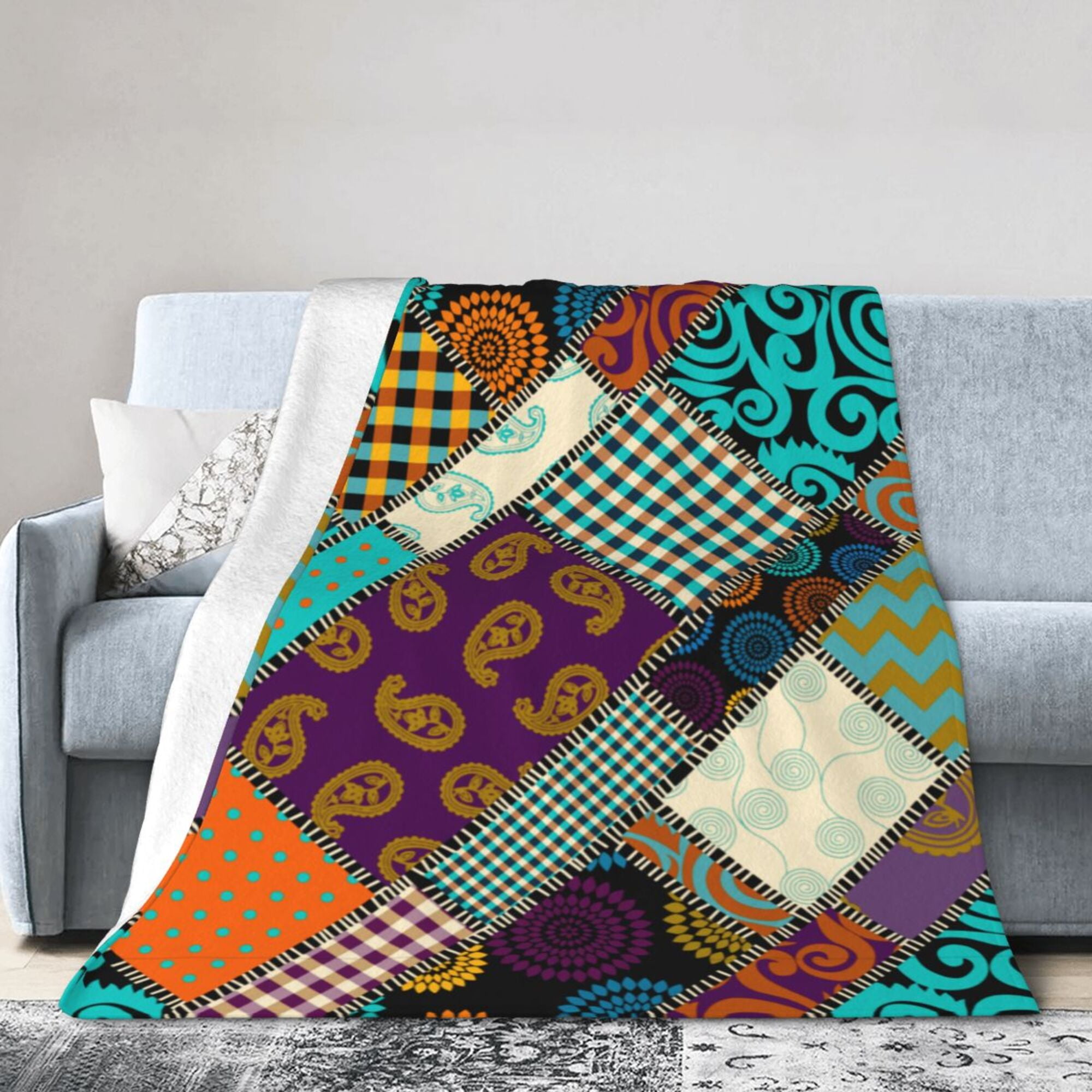 DouZhe Ultra-Soft Micro Fleece Lightweight Flannel Bed Blanket, Retro ...