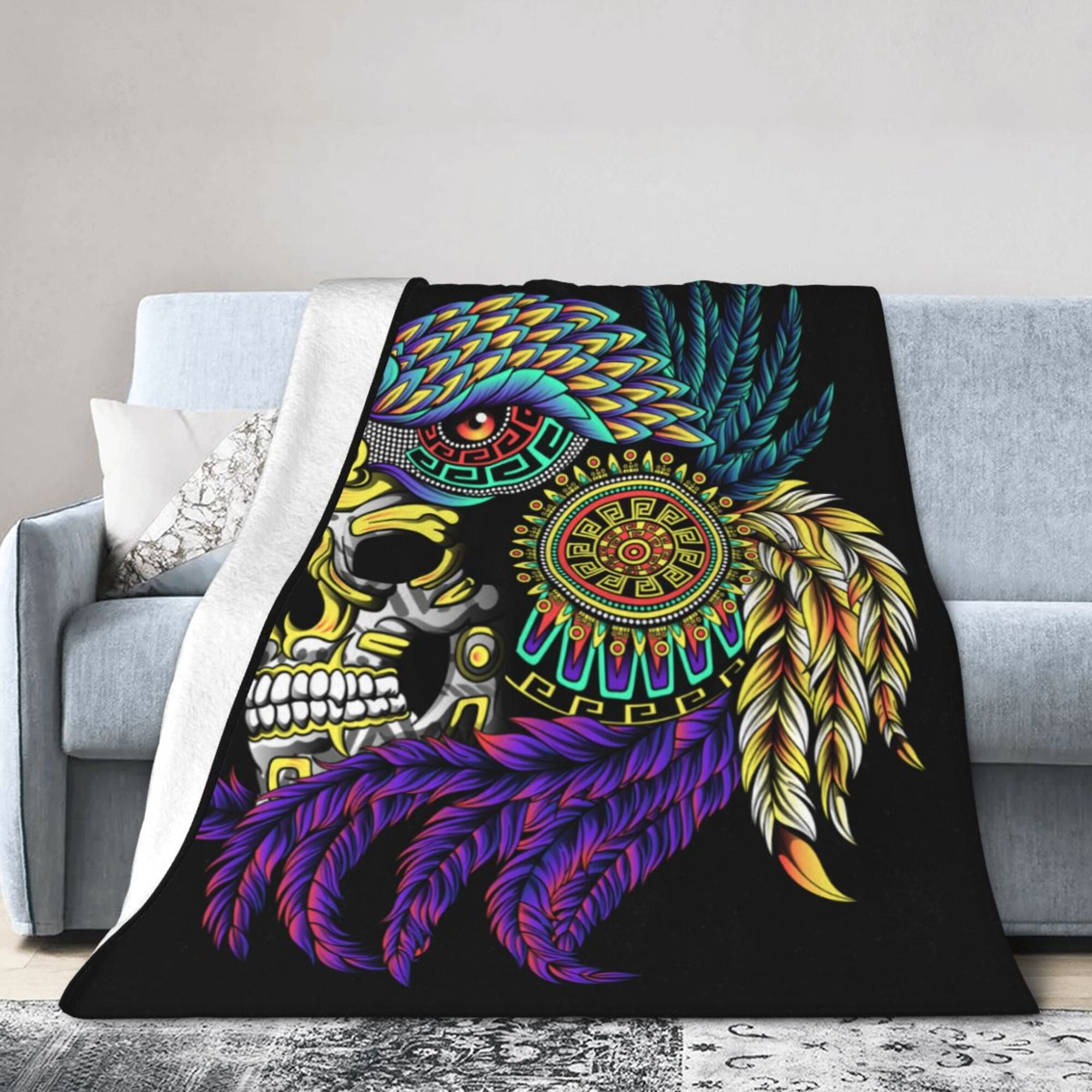 DouZhe Ultra-Soft Micro Fleece Lightweight Flannel Bed Blanket, Skull ...