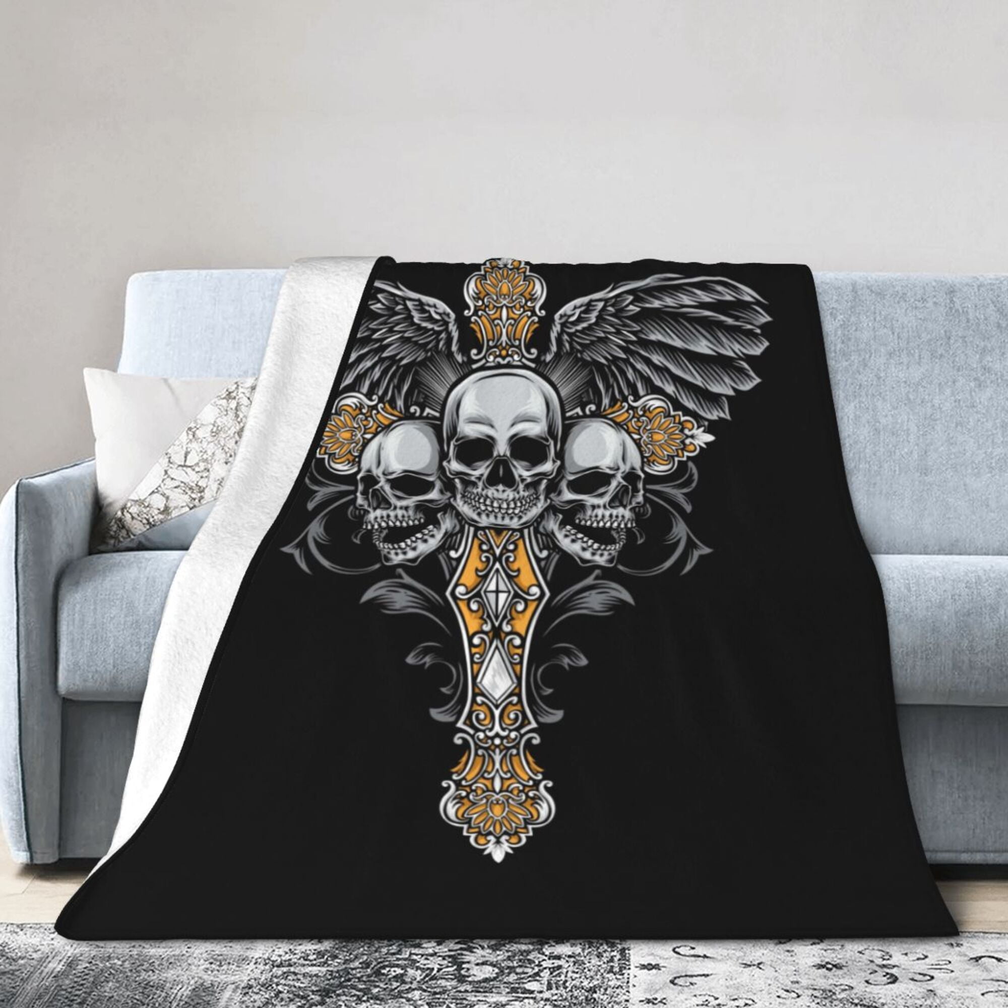 DouZhe Ultra-Soft Micro Fleece Lightweight Flannel Bed Blanket, Skulls ...
