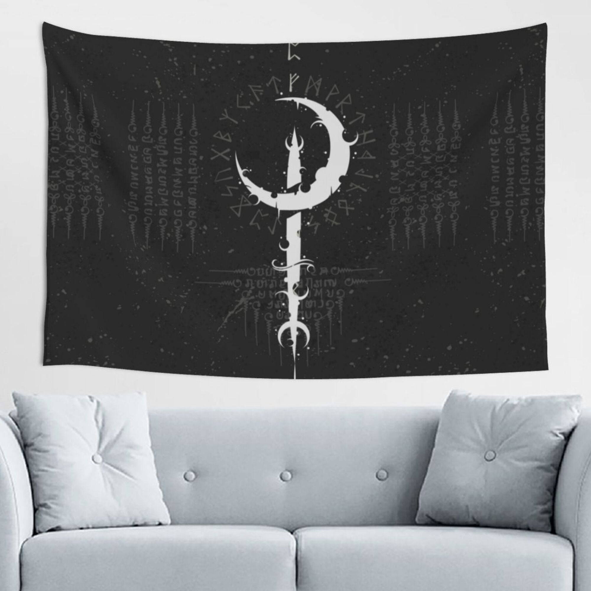 DouZhe Viking Occult Moon Symbols Tapestry Wall Hanging Tapestries Dorm ...