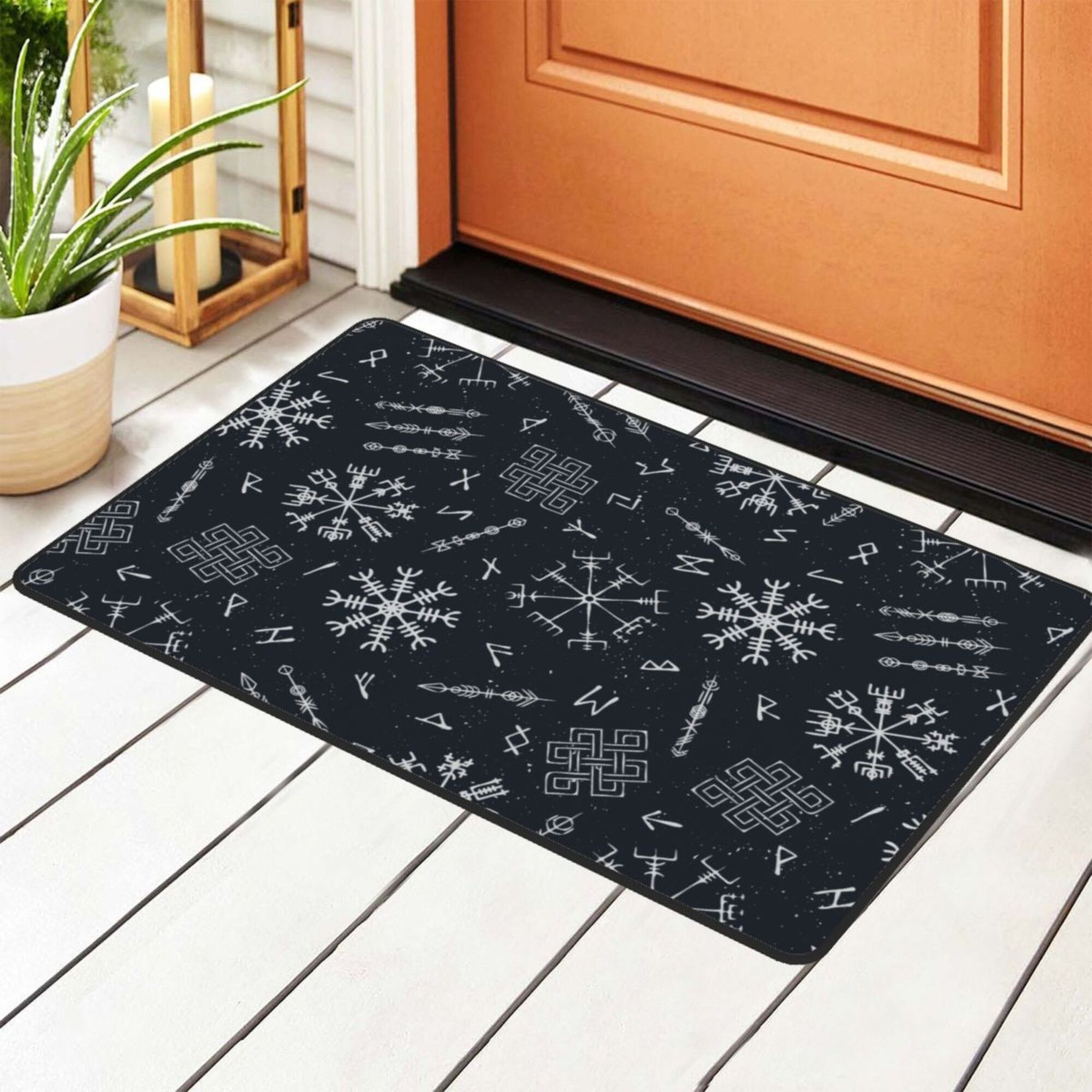 DouZhe Viking Runes Occult Symbols Rugs Doormat, Non-Slip Machine ...