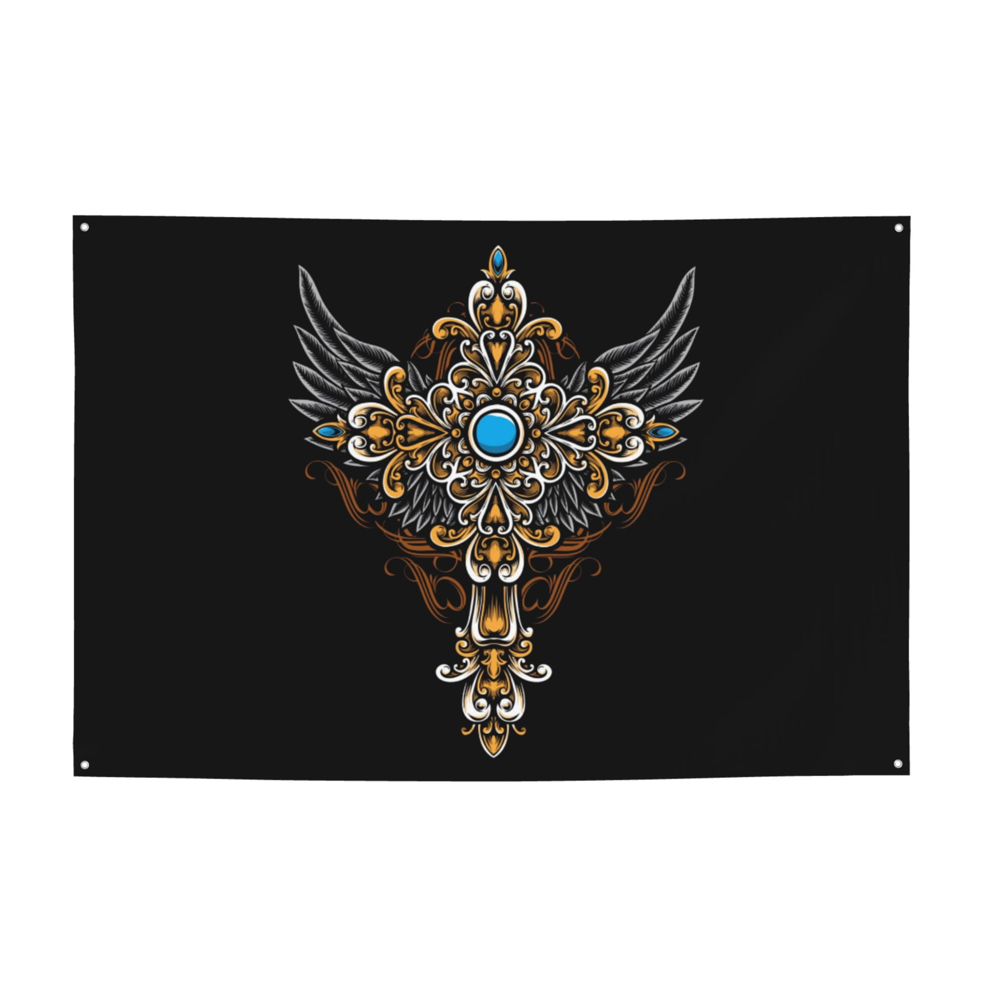 DouZhe Vintage Gothic Cross Ornament Sign Banner, Hanging Banners ...