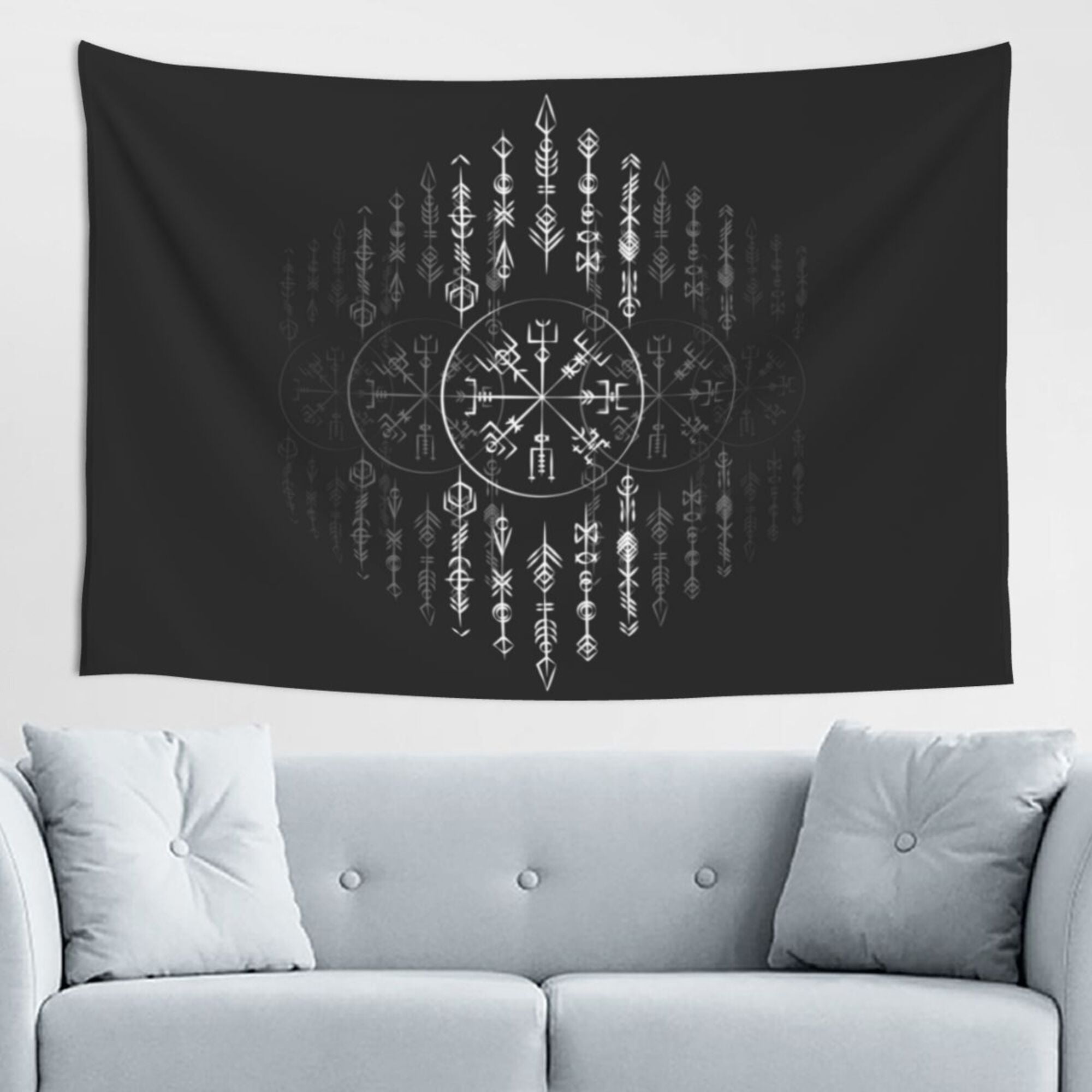 DouZhe Vintage Viking Rune Tapestry Wall Hanging Tapestries Dorm Room ...
