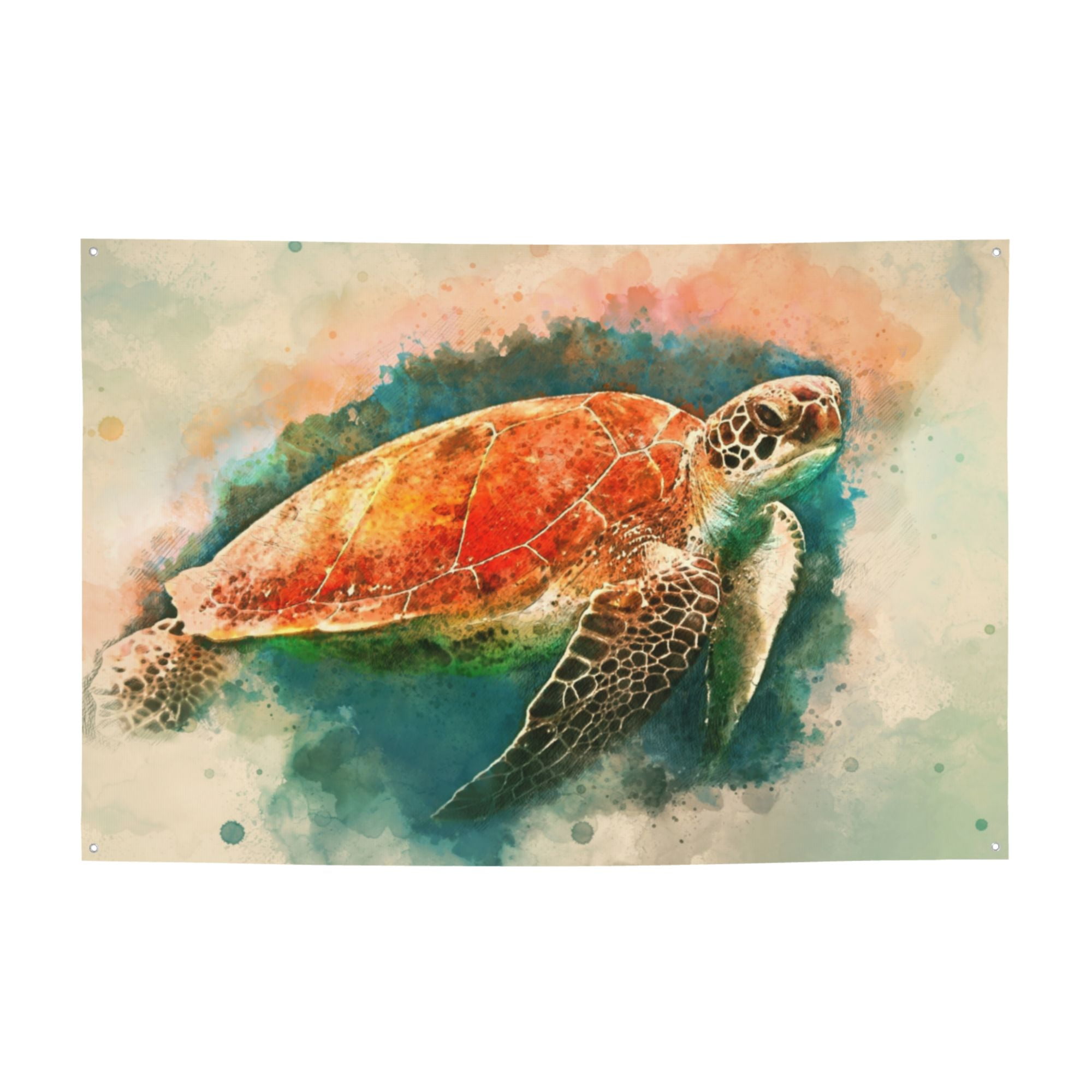 DouZhe Watercolour Ocean Turtle Sign Banner, Painting Art Hanging ...