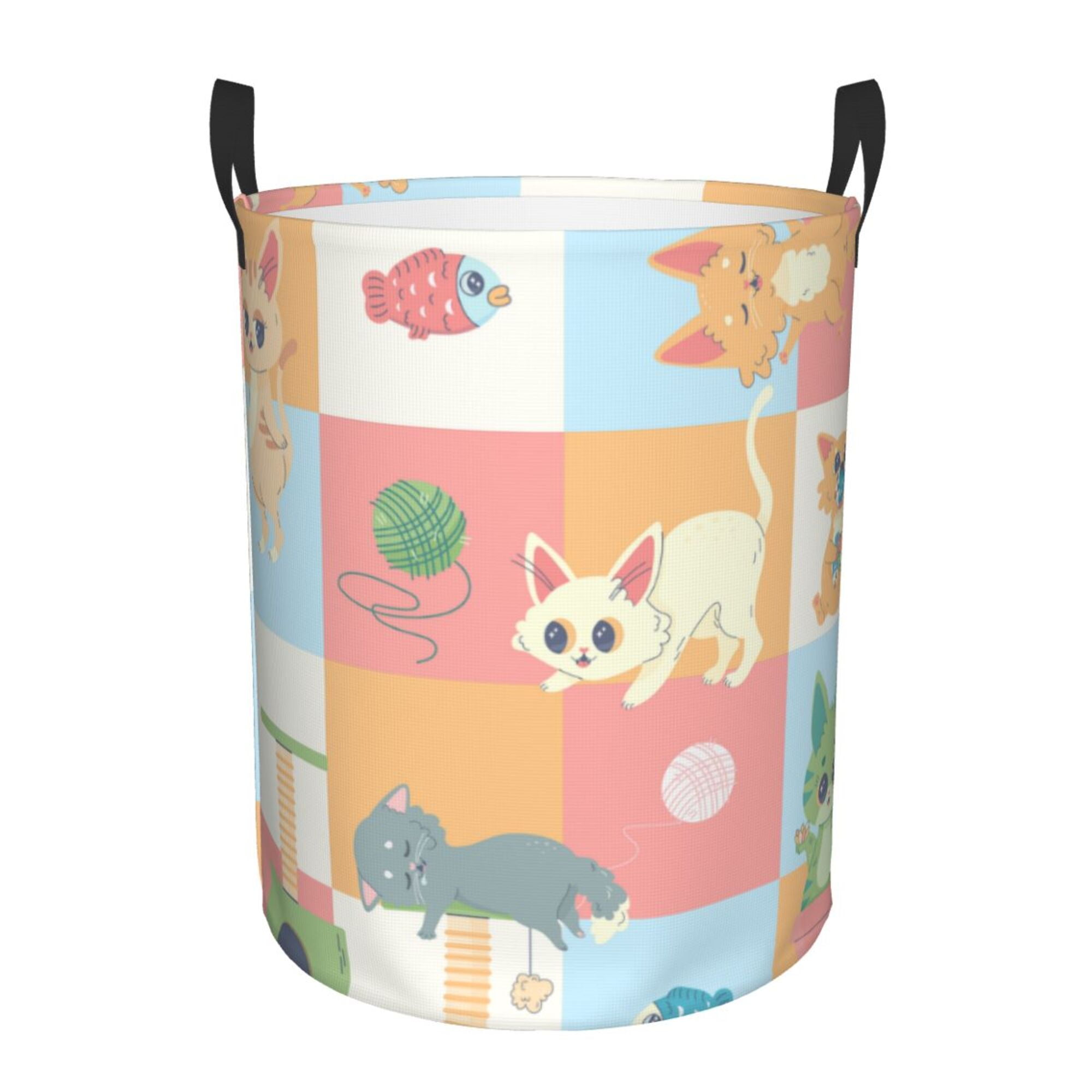 DouZhe Waterproof Collapsible Large Laundry Baskets, Funny Cute Kitten ...