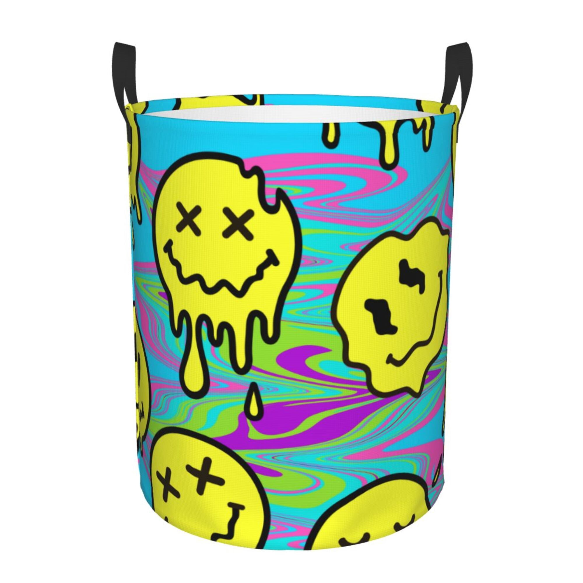 DouZhe Waterproof Collapsible Large Laundry Baskets, Funny Yellow Smile ...
