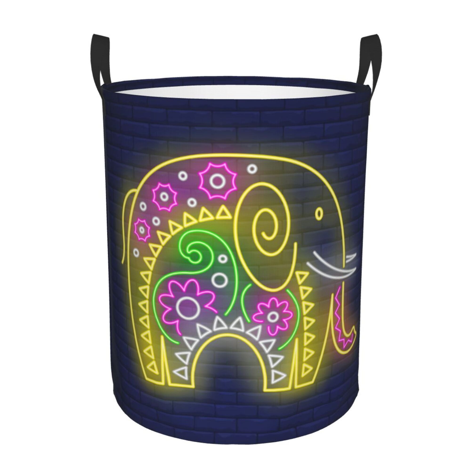 DouZhe Waterproof Collapsible Large Laundry Baskets, Neon Sign Elephant ...