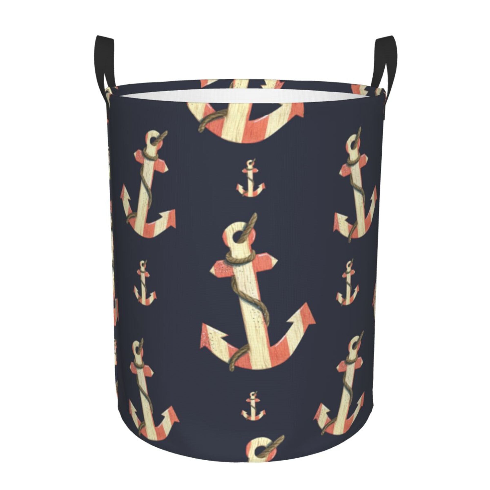 DouZhe Waterproof Collapsible Large Laundry Baskets, Watercolor Anchors ...