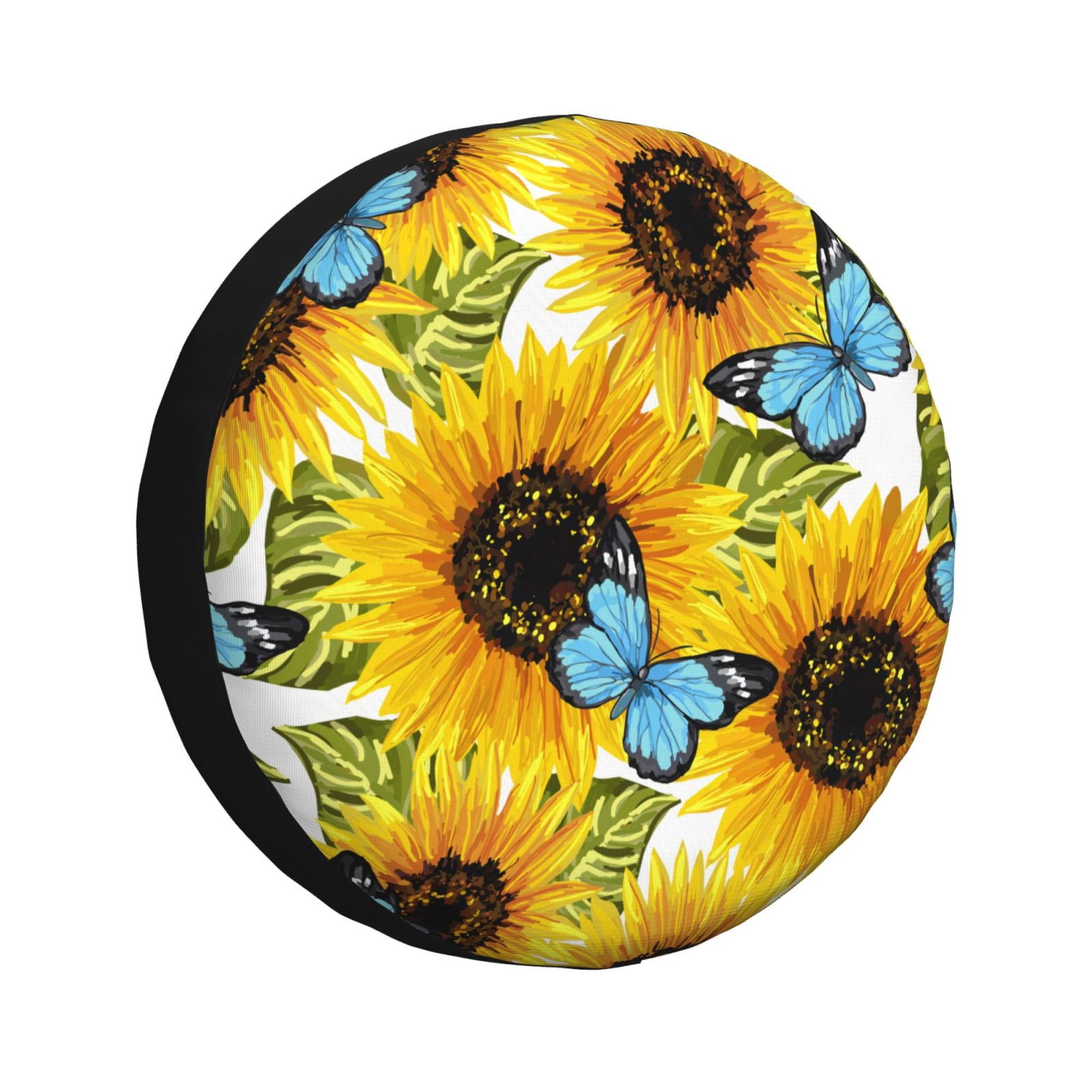 DouZhe Waterproof Spare Tire Cover, Blue Butterflies Sunflowers Prints ...