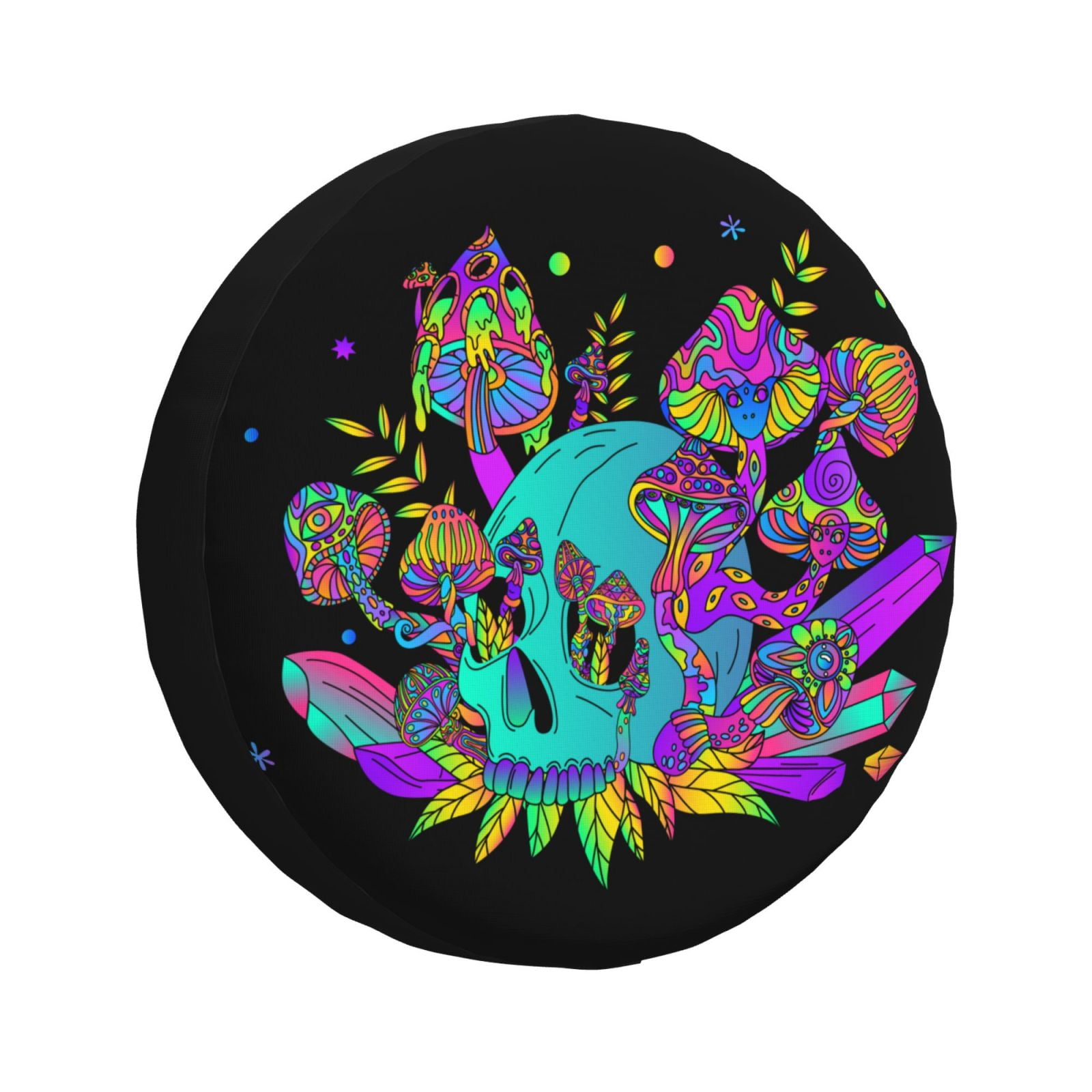 DouZhe Waterproof Spare Tire Cover, Blue Trippy Mushrooms Skull Prints ...