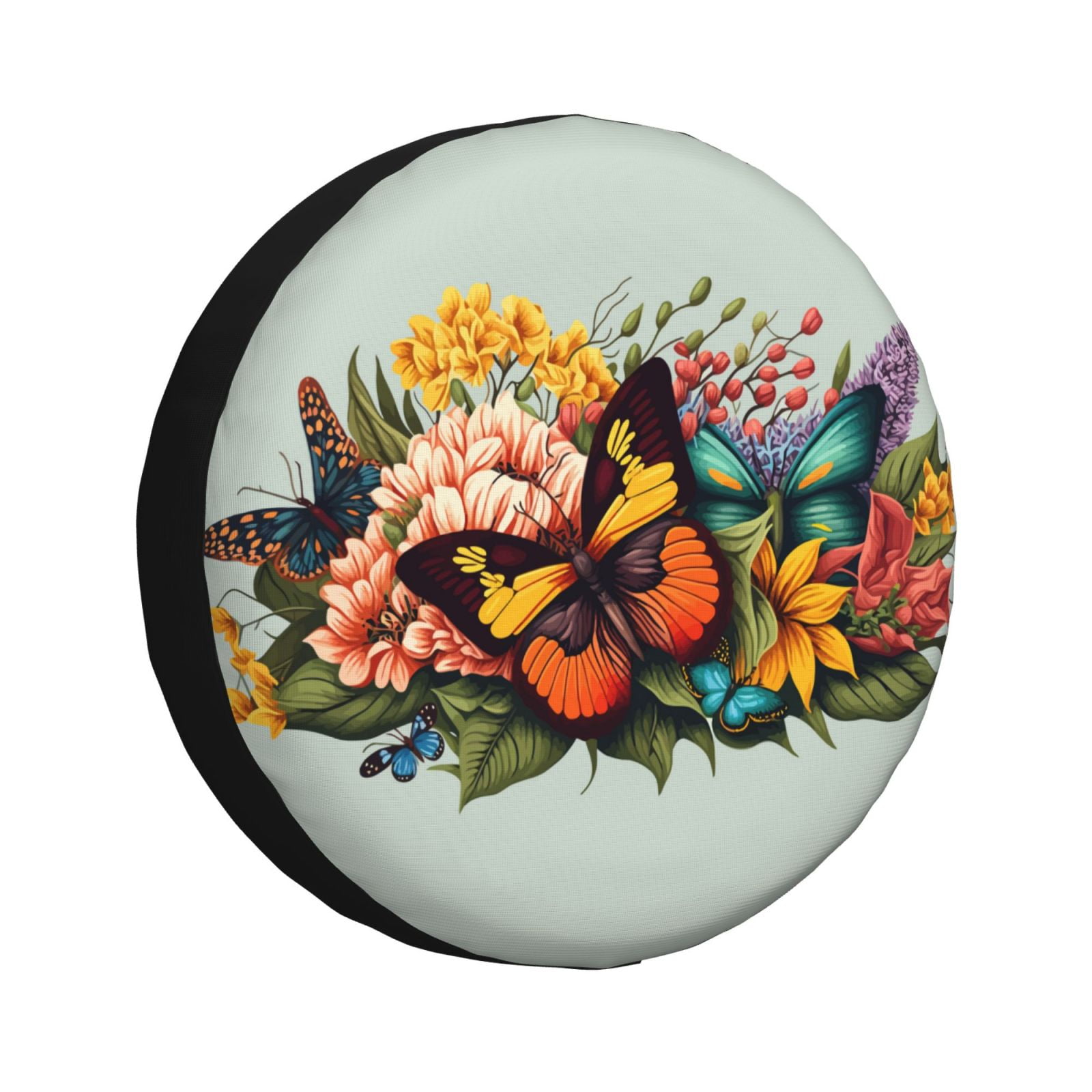 Douzhe Waterproof Spare Tire Cover Colorful Bouquet Butterfly Flowers