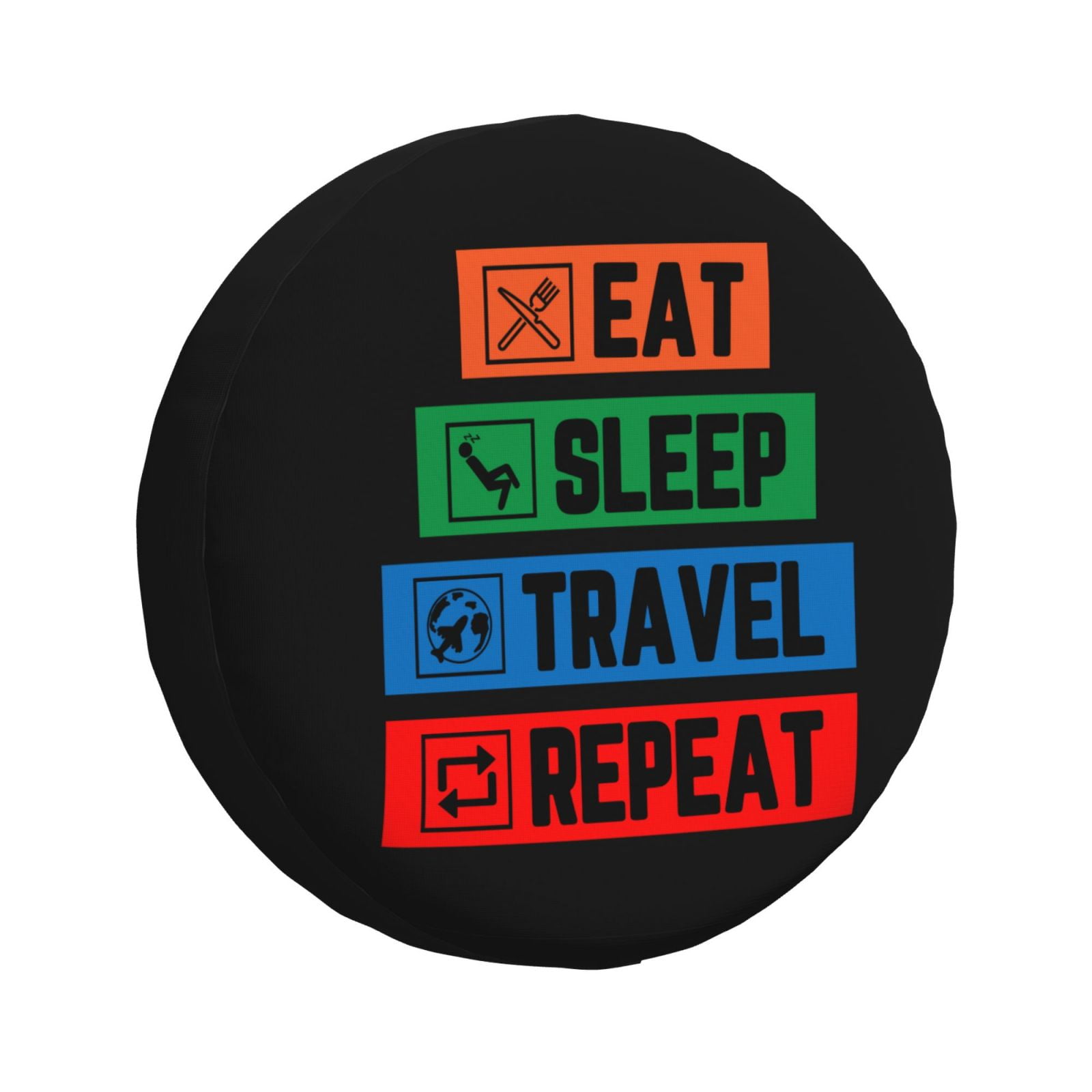 DouZhe Waterproof Spare Tire Cover, Eat Sleep Travel Repeat Prints ...