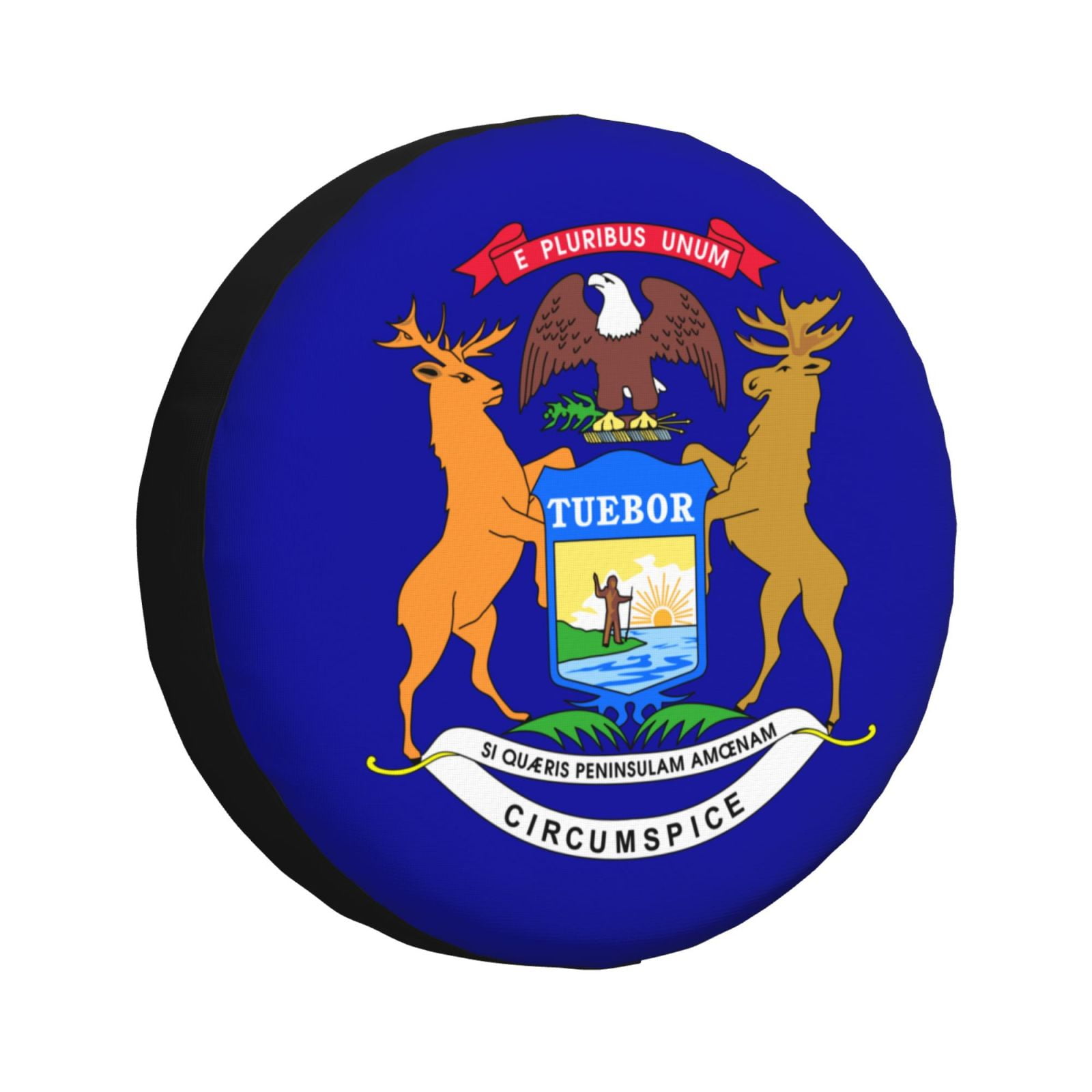 DouZhe Waterproof Spare Tire Cover, Michigan State Seal Flag Prints ...