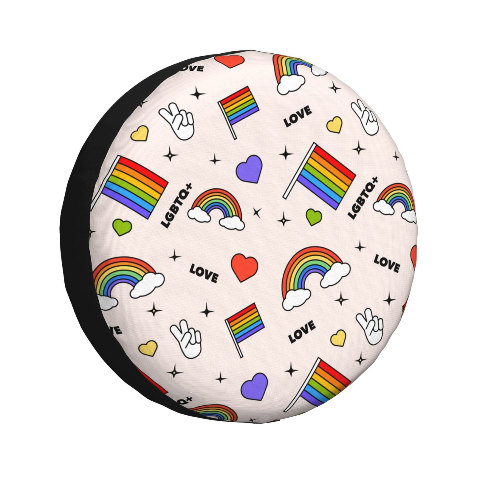 DouZhe Waterproof Spare Tire Cover, Rainbow Hearts LGBTQ Love Prints ...