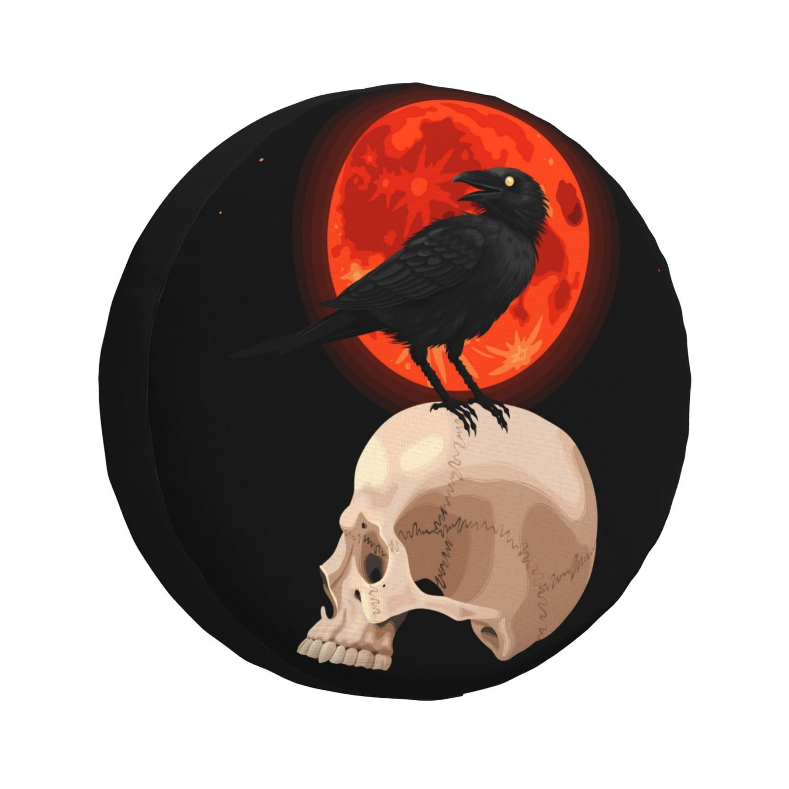 DouZhe Waterproof Spare Tire Cover, Red Moon Crow and Skull Prints ...