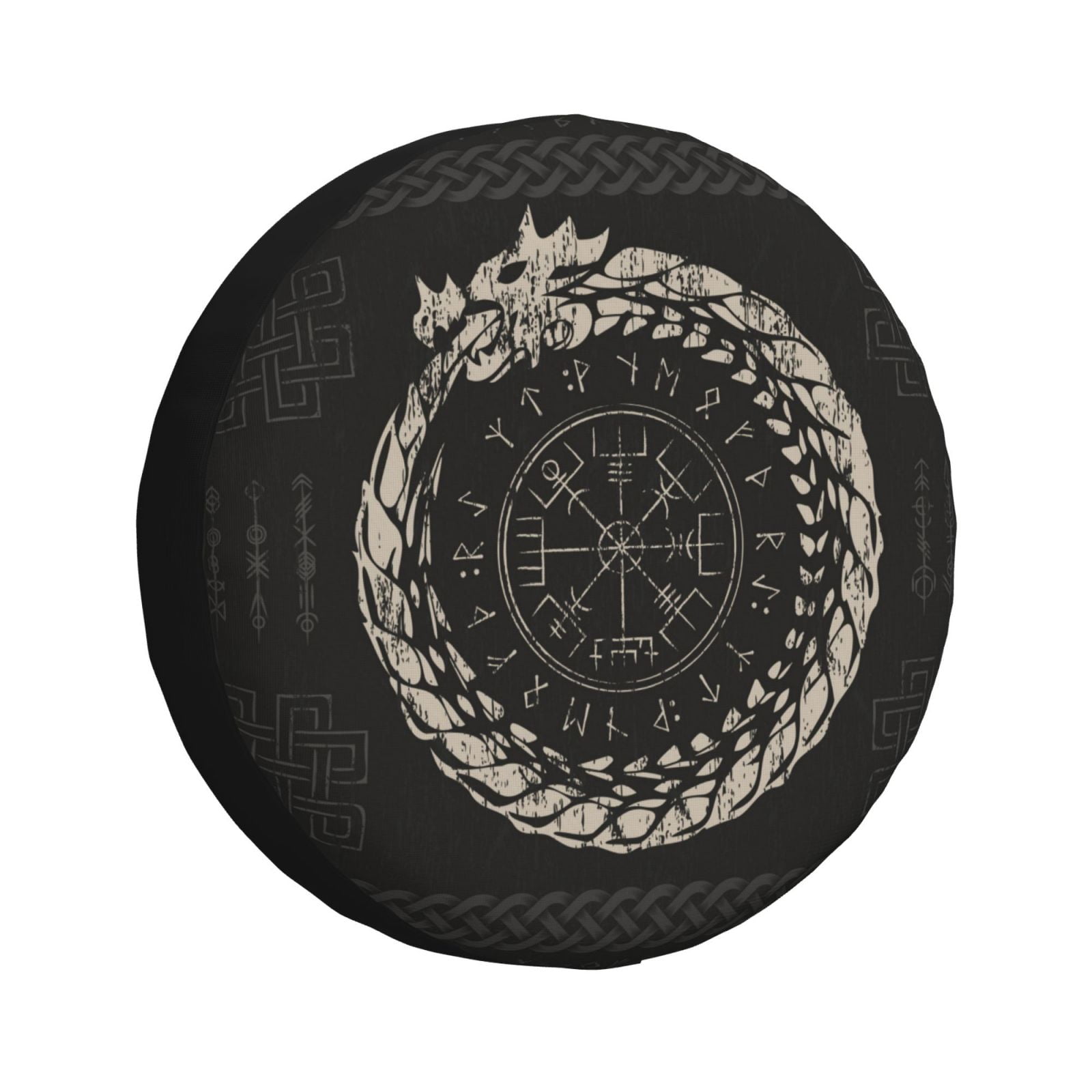 DouZhe Waterproof Spare Tire Cover, Viking Runes Dragon Grey Prints ...
