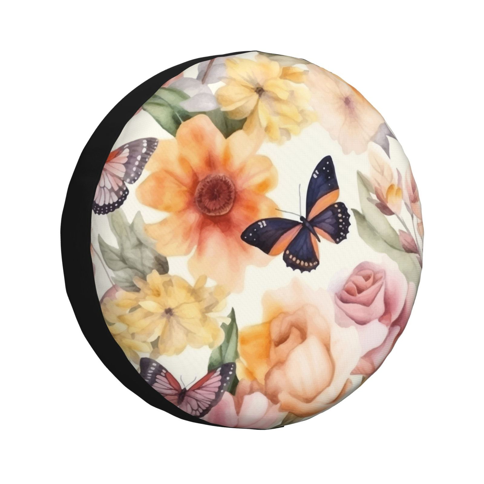 Douzhe Waterproof Spare Tire Cover Vintage Daisy Flowers Butterflies