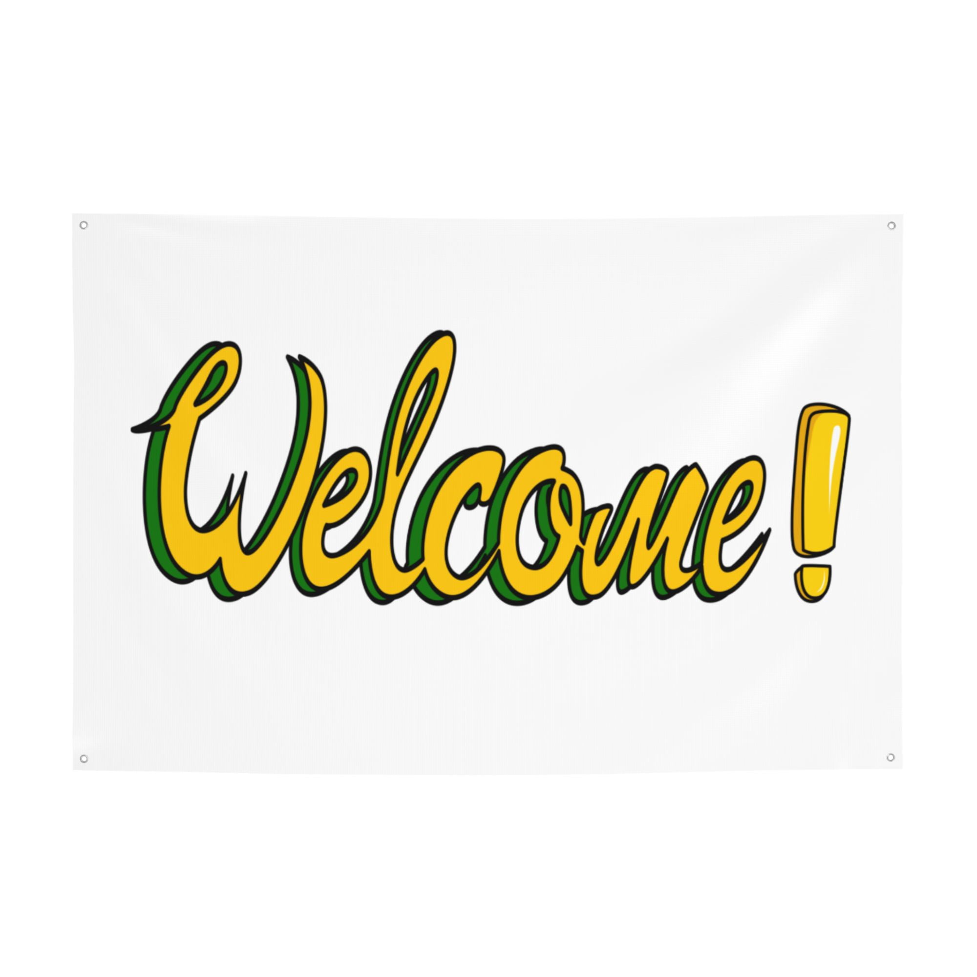 DouZhe Welcome Calligraphy Text Sign Banner, Yellow Hanging Banners ...