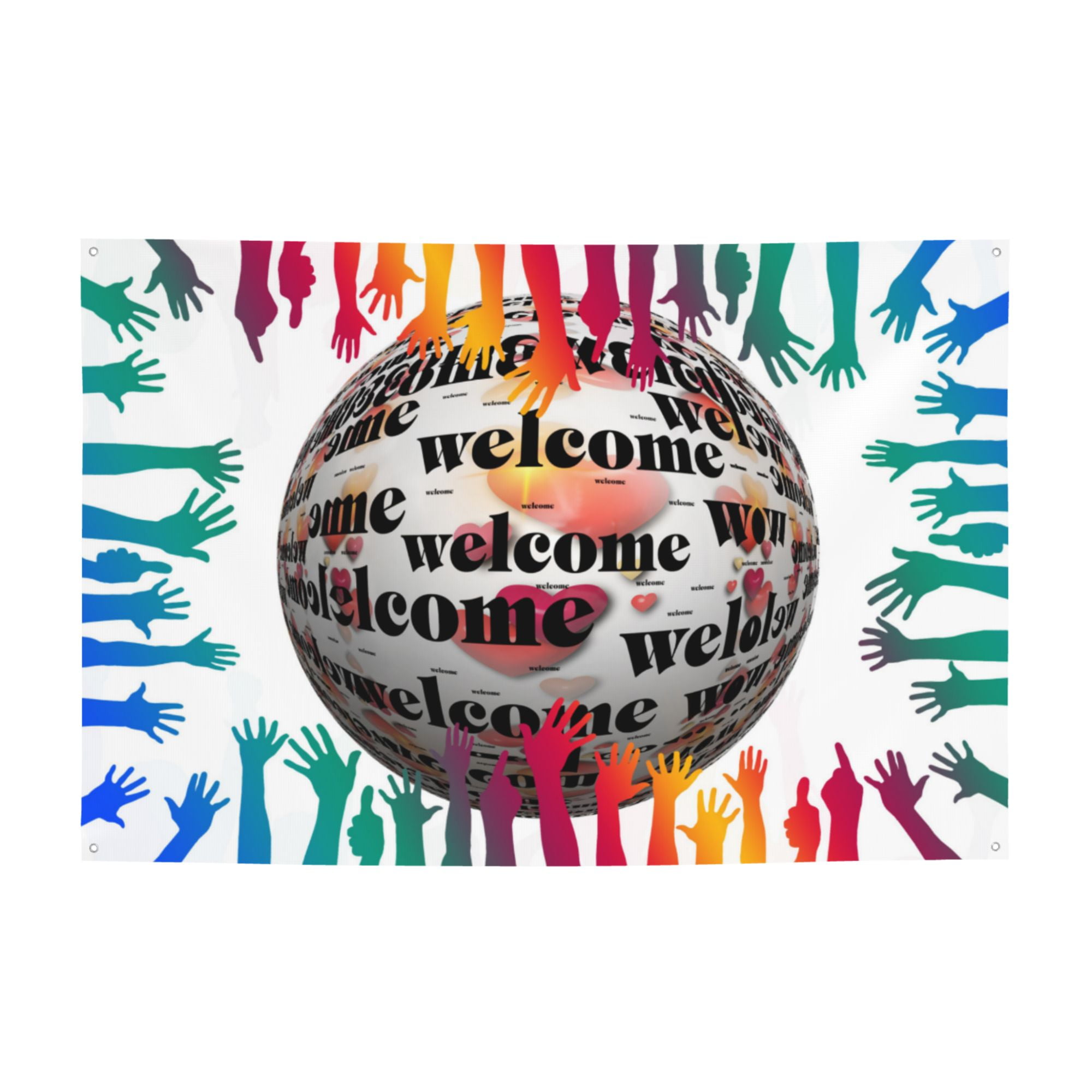 DouZhe Welcome Peace Symbol Sign Banner, Grasp Lots Hands Hanging ...