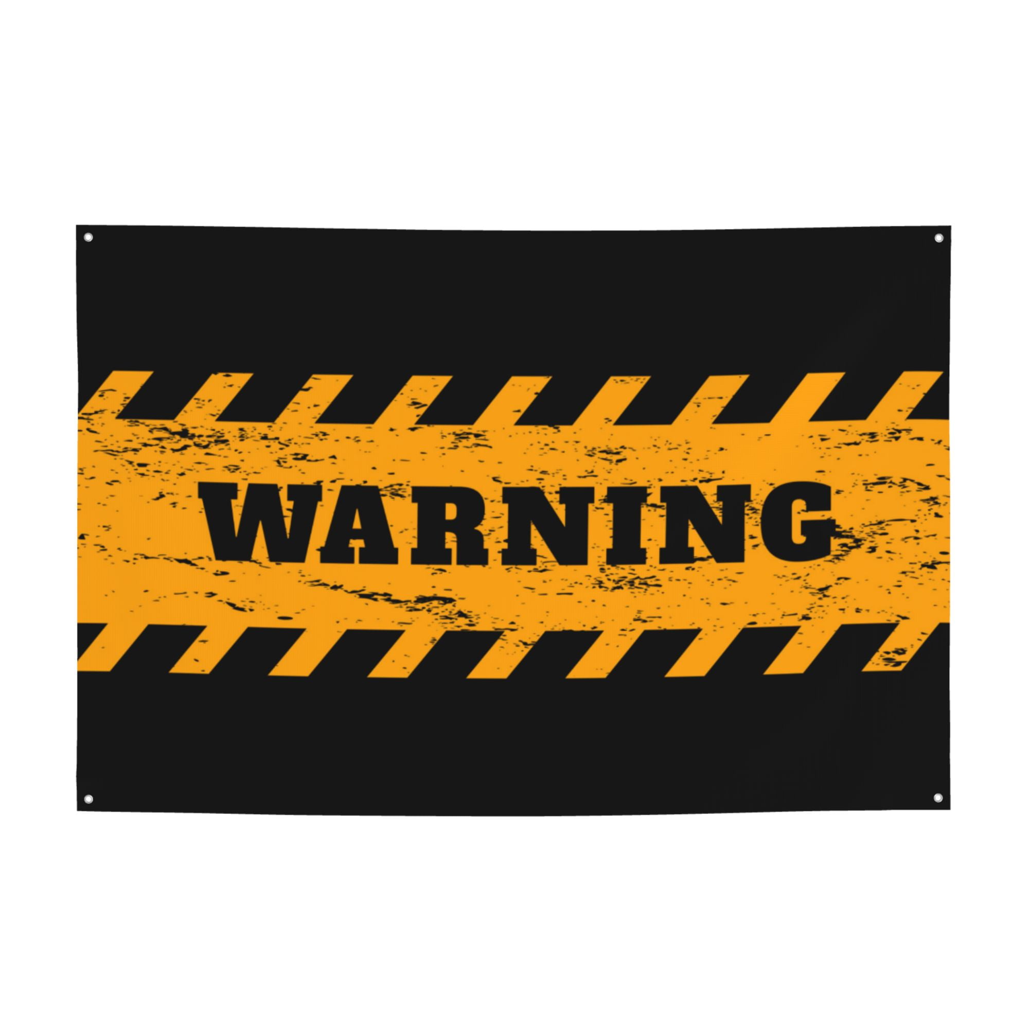 DouZhe Yellow Black Warning Stripes Sign Banner, Hanging Banners ...